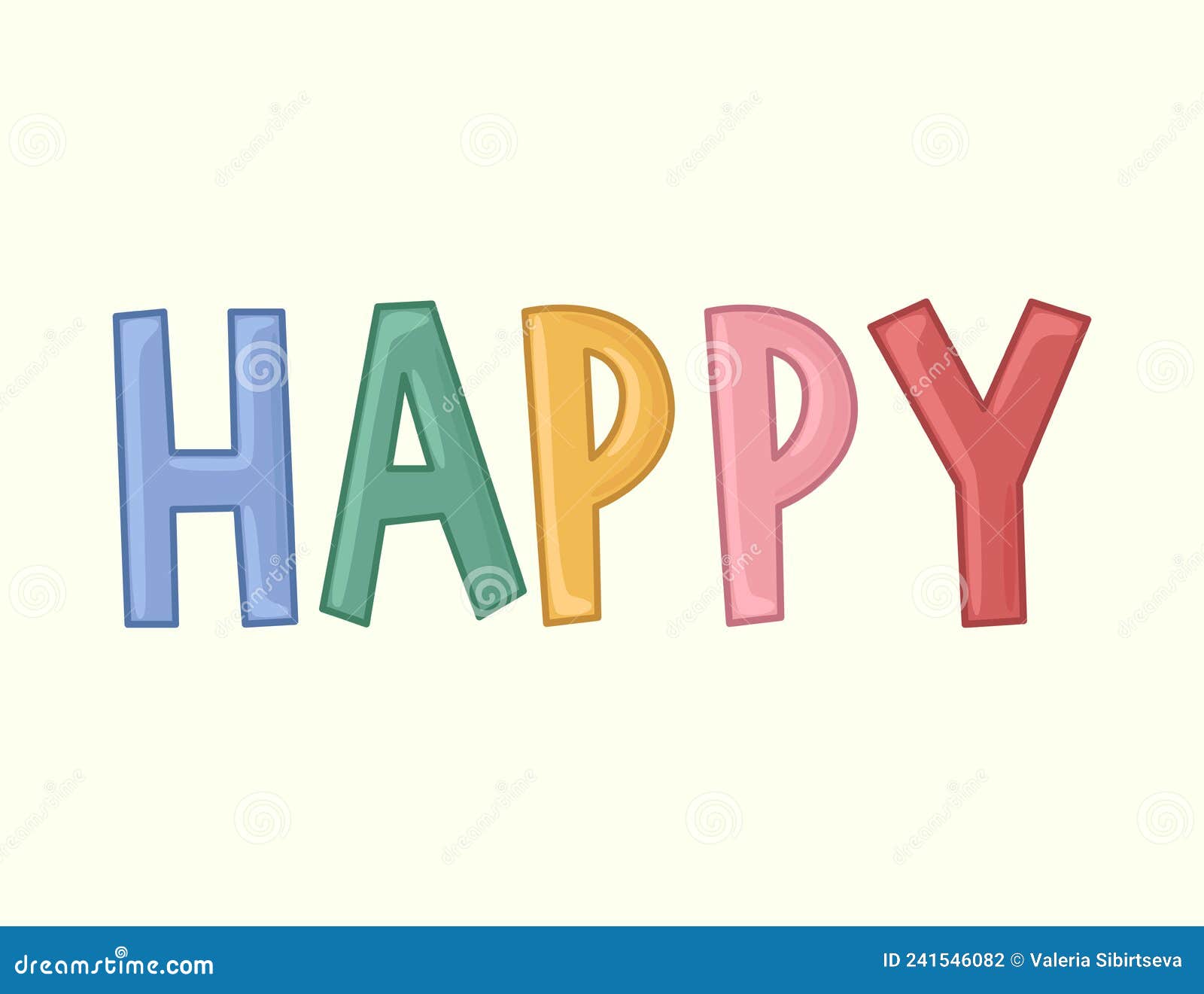 Happy. Vector Word of Colored Letters in Cartoon Style on a Light ...