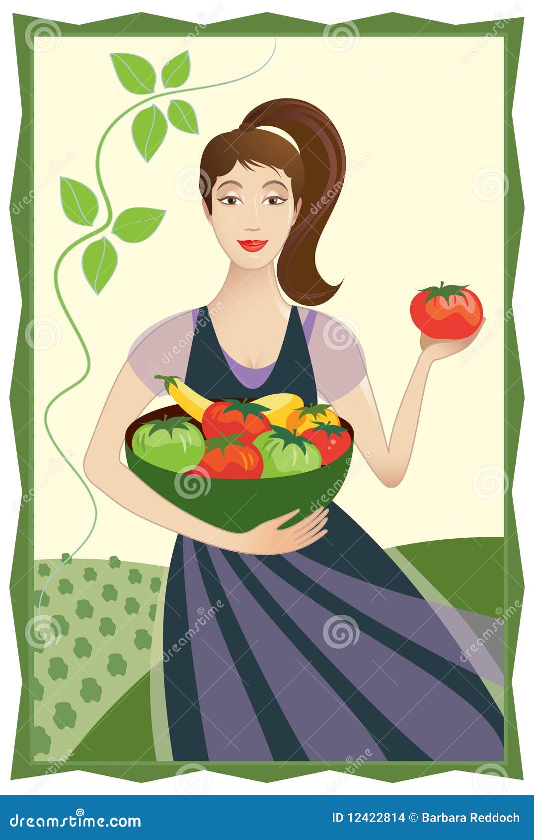 Happy Vegetable Garden Lady Stock Vector - Illustration of vegetable ...