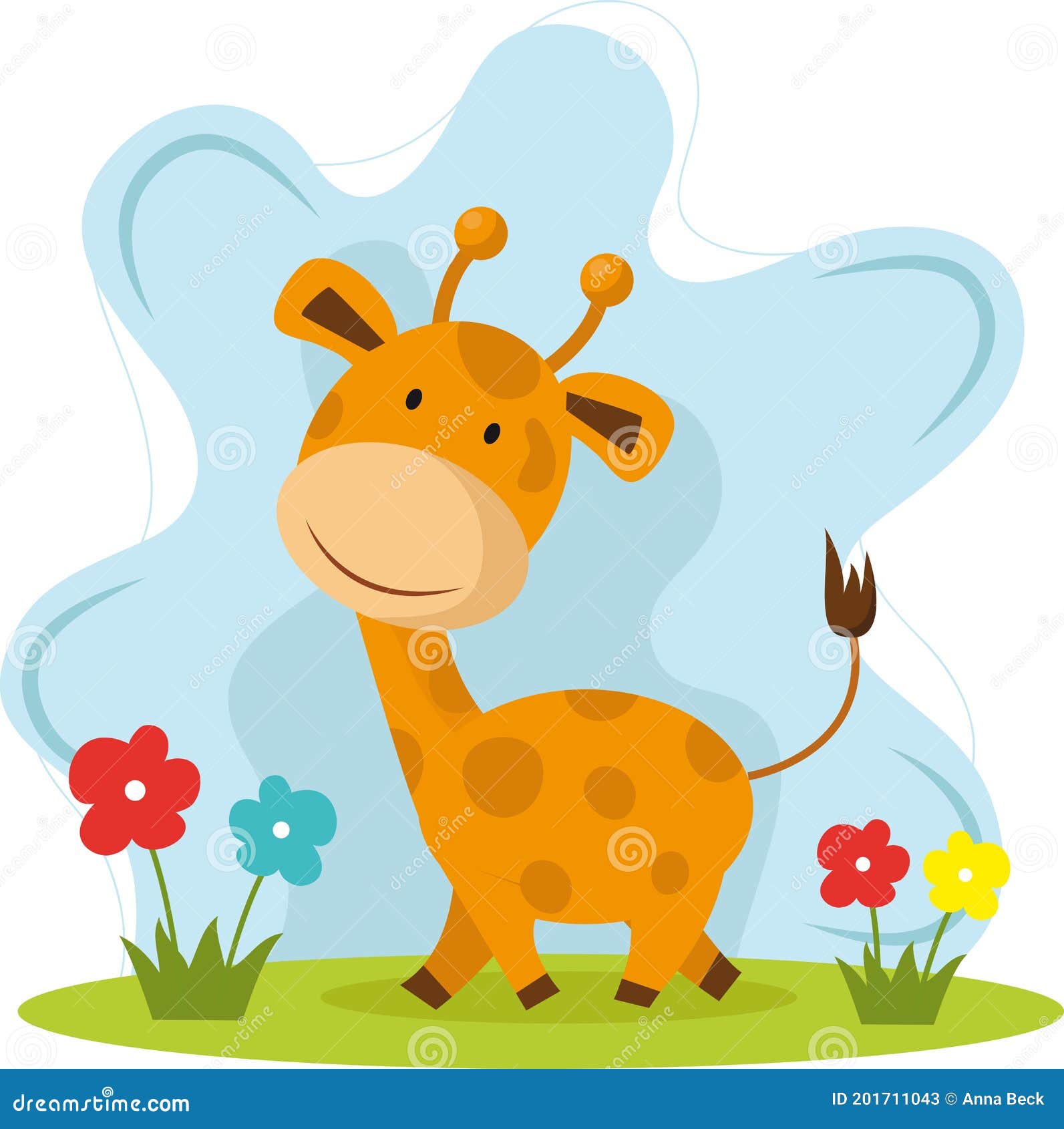 Happy Very Cute Baby Giraffe Vector Image Stock Vector - Illustration ...