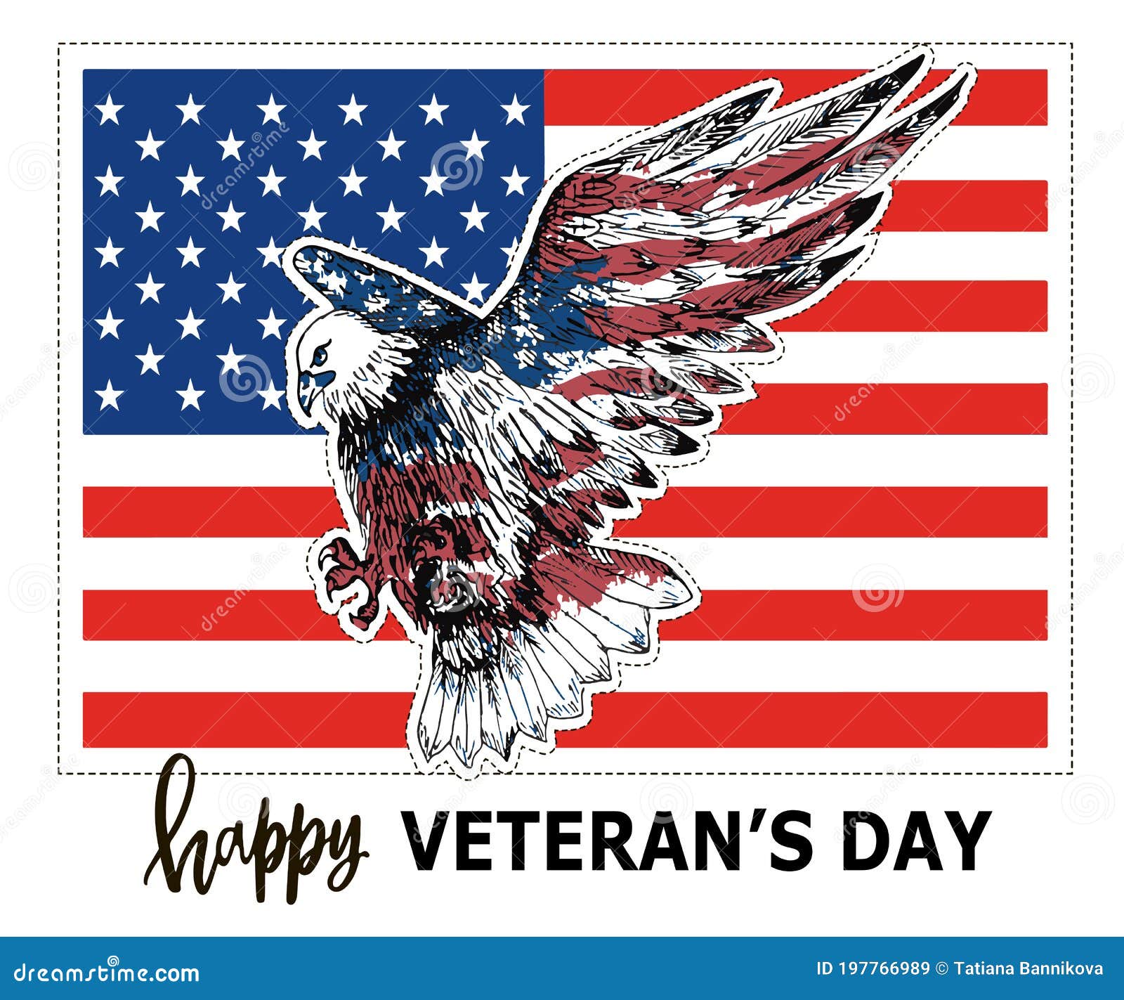 Happy Veterans Day. American Bald Eagle, USA Flag Stock Vector ...