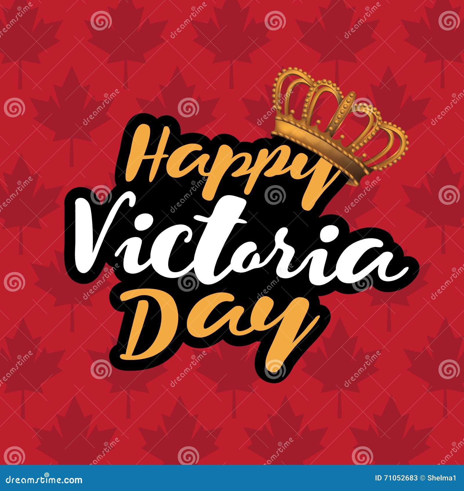 Happy Victoria Day Icon with Canada Flag and Crown. Stock Vector ...