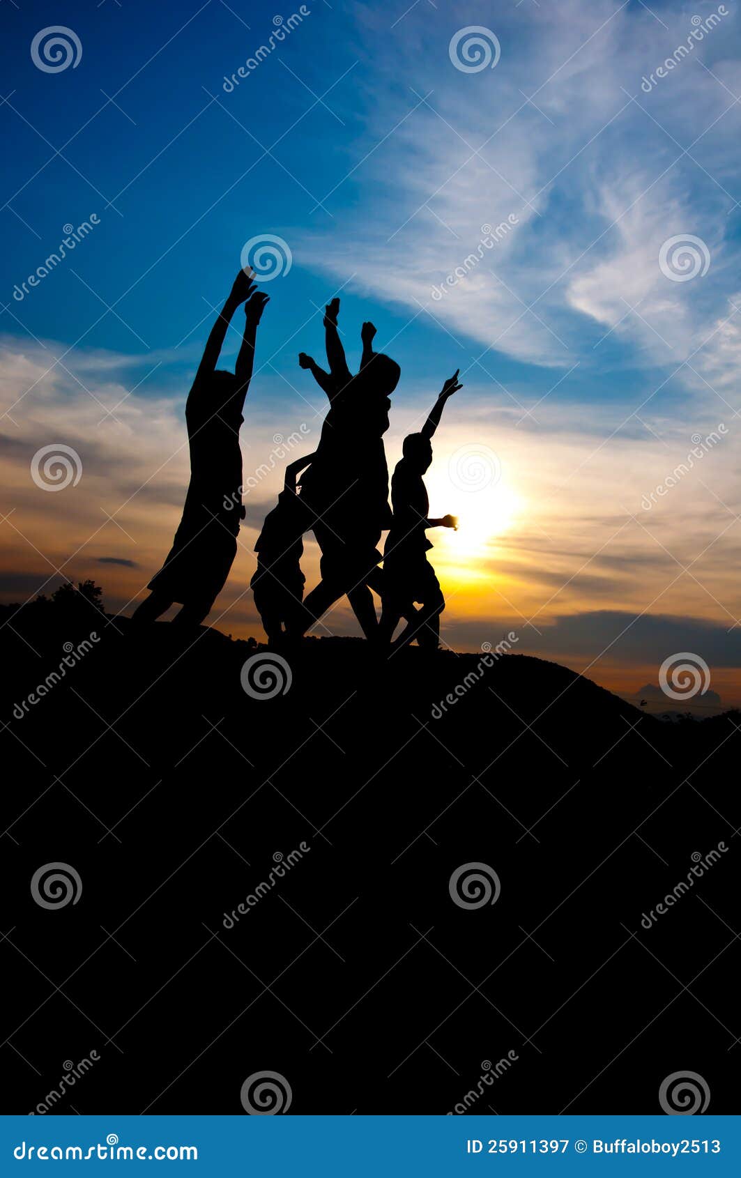 Happy and victory together stock image. Image of silhouette - 25911397
