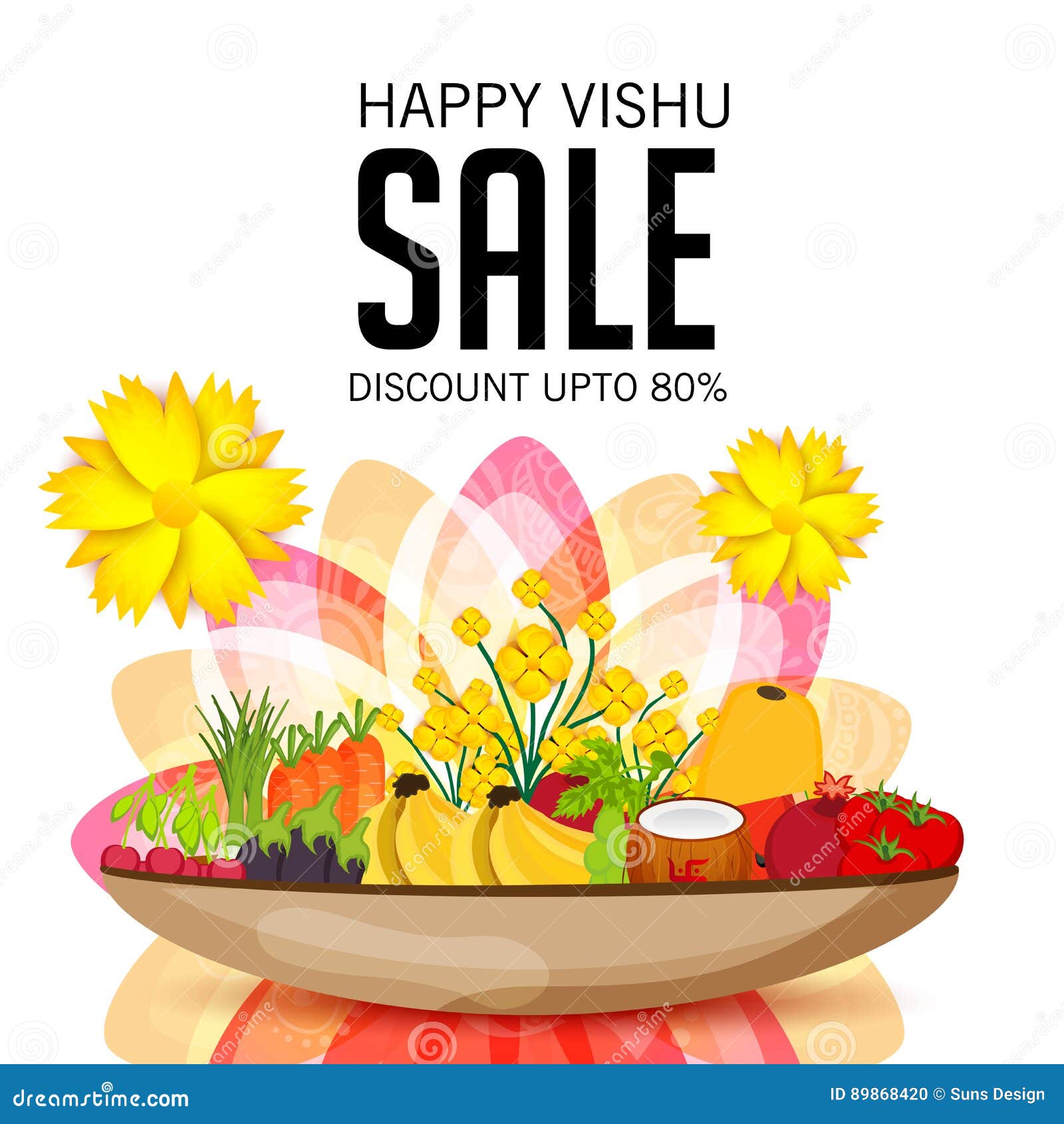 Happy Vishu. stock illustration. Illustration of peacock - 89868420