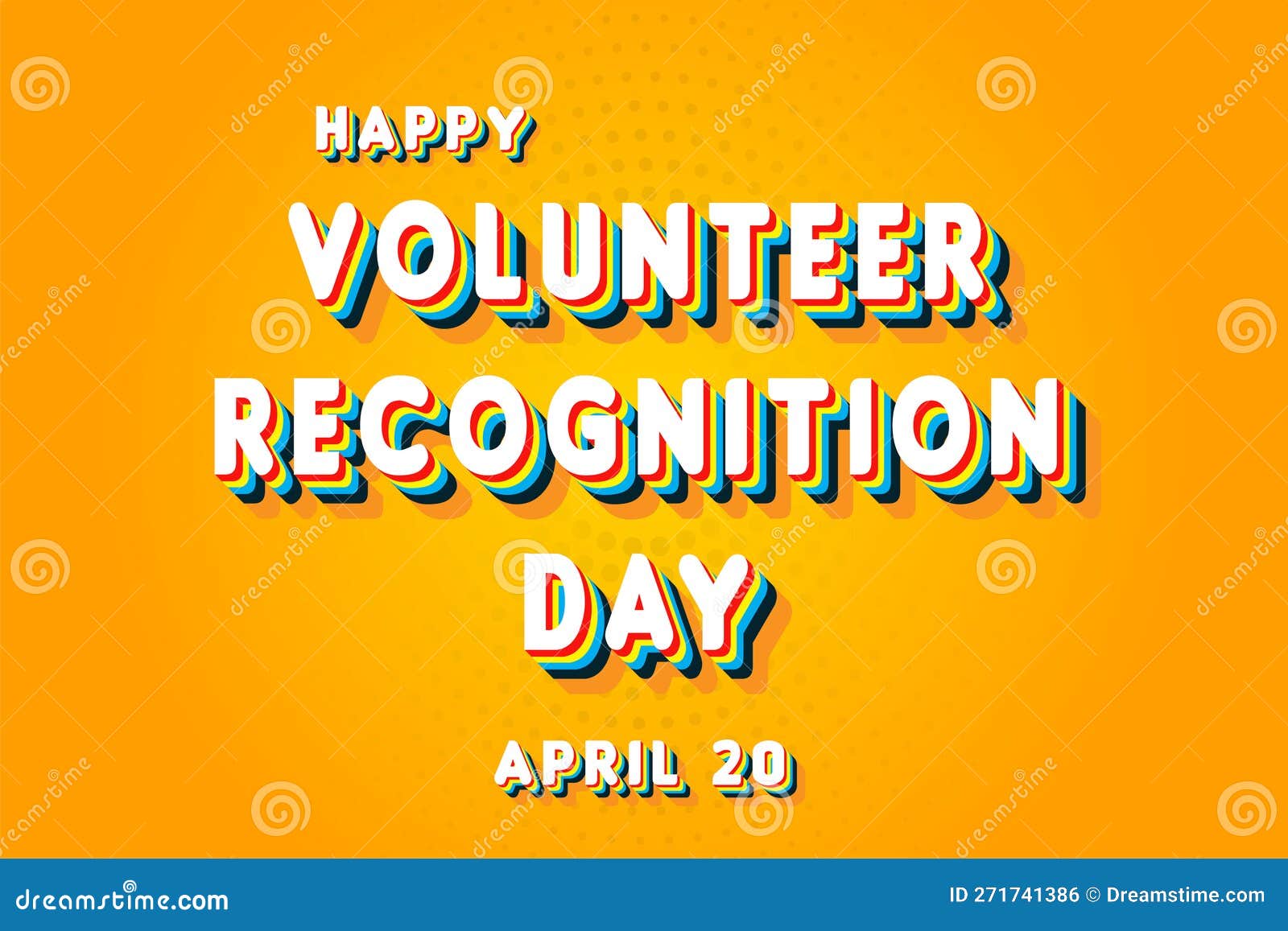 Happy Volunteer Recognition Day, April 20. Calendar of April Retro Text ...