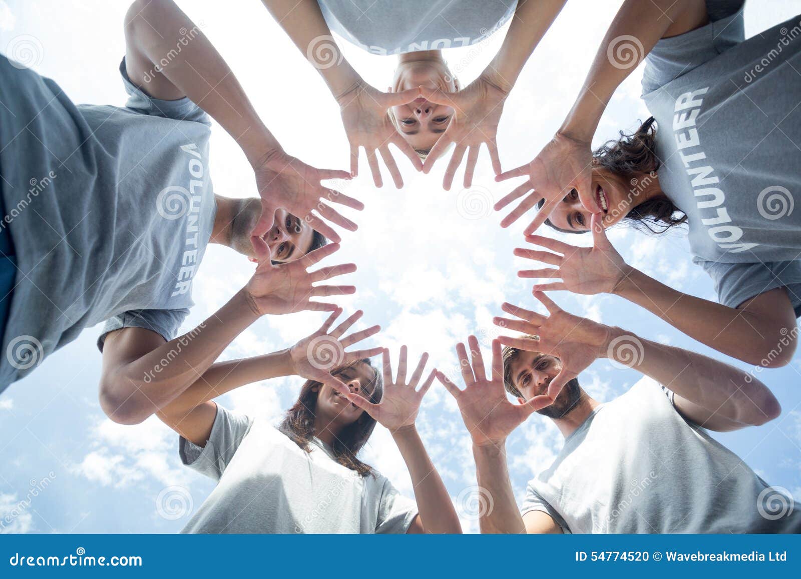 Happy Volunteers Playing with Their Hands Stock Photo - Image of friend ...