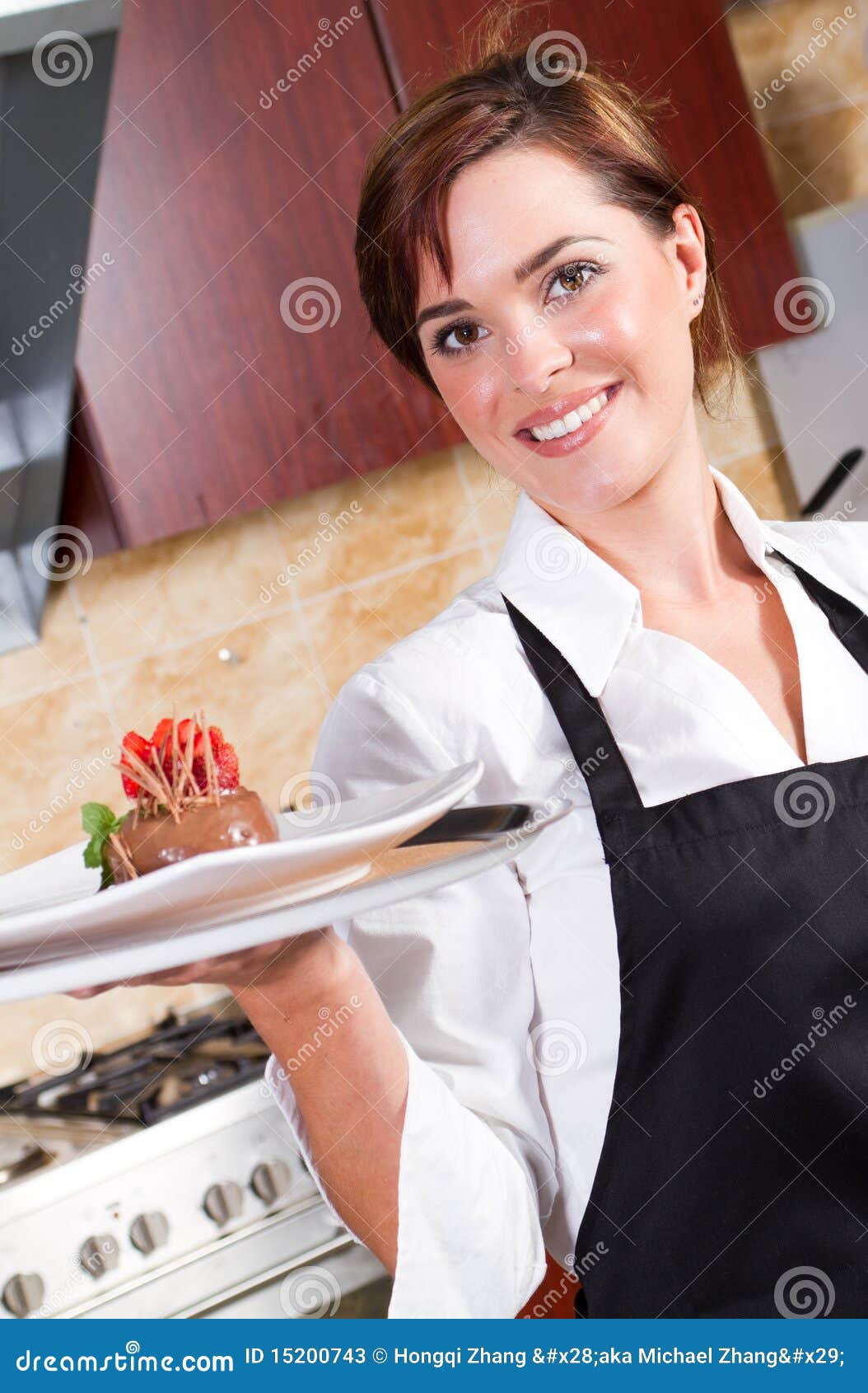 Happy waitress stock image. Image of expertise, female - 15200743