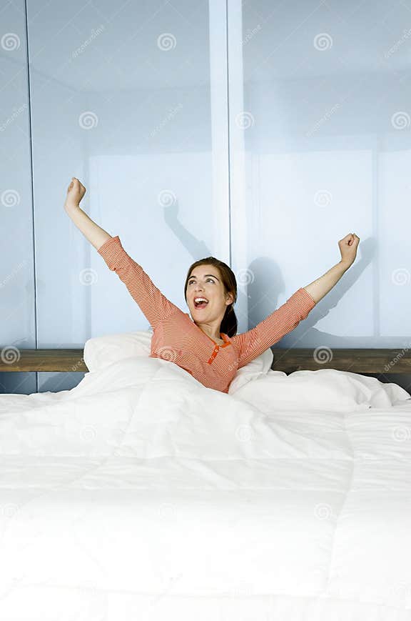 Happy waking up stock photo. Image of girl, model, open - 5280946