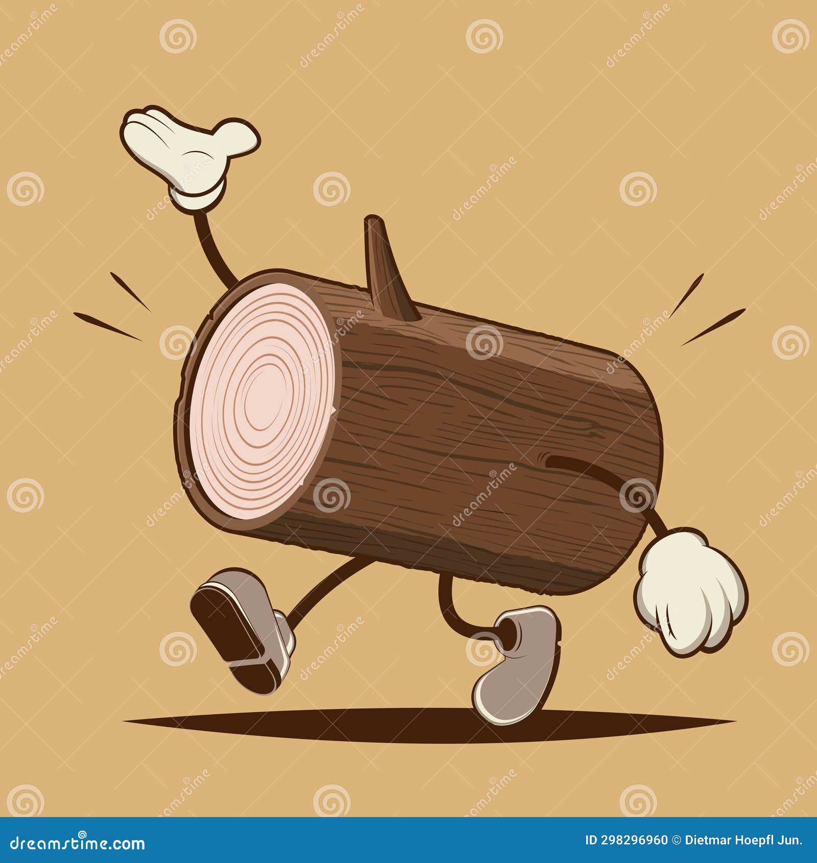 Cartoon Illustration of a Walking Wood Log Stock Vector - Illustration ...