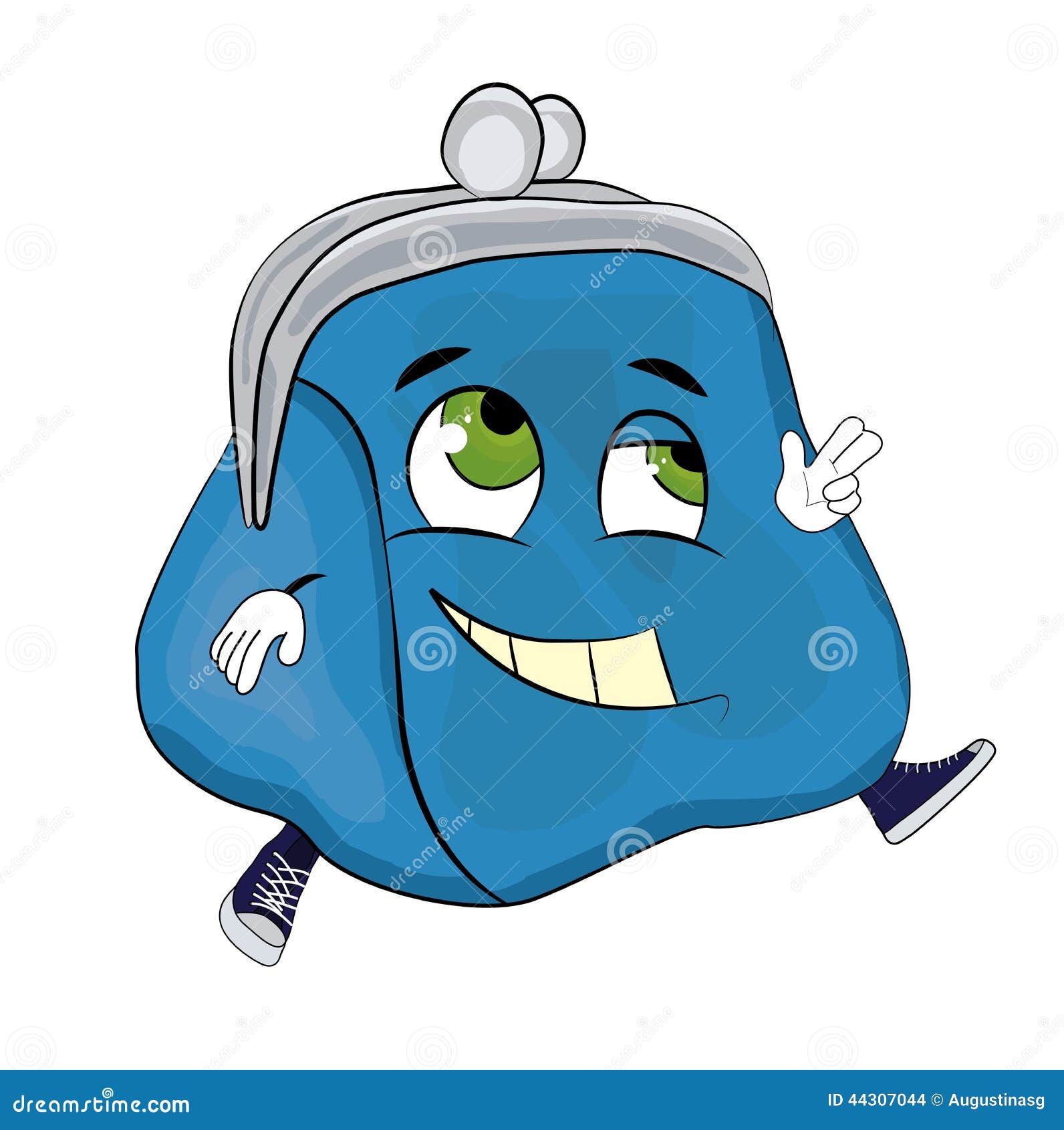Happy wallet cartoon stock illustration. Illustration of savings - 44307044