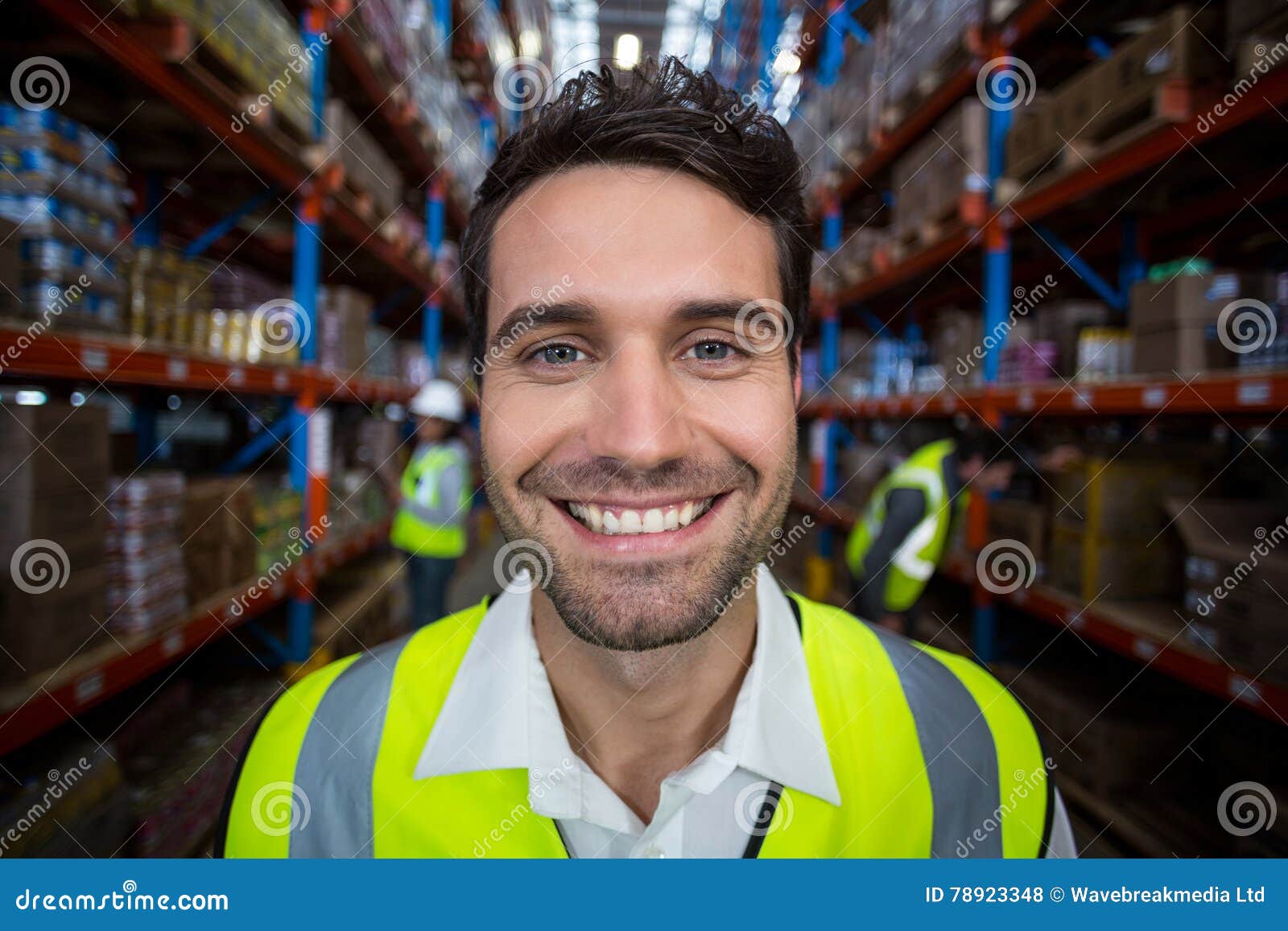 Happy Warehouse Worker Holding Clipboard Stock Photo - Image of ...