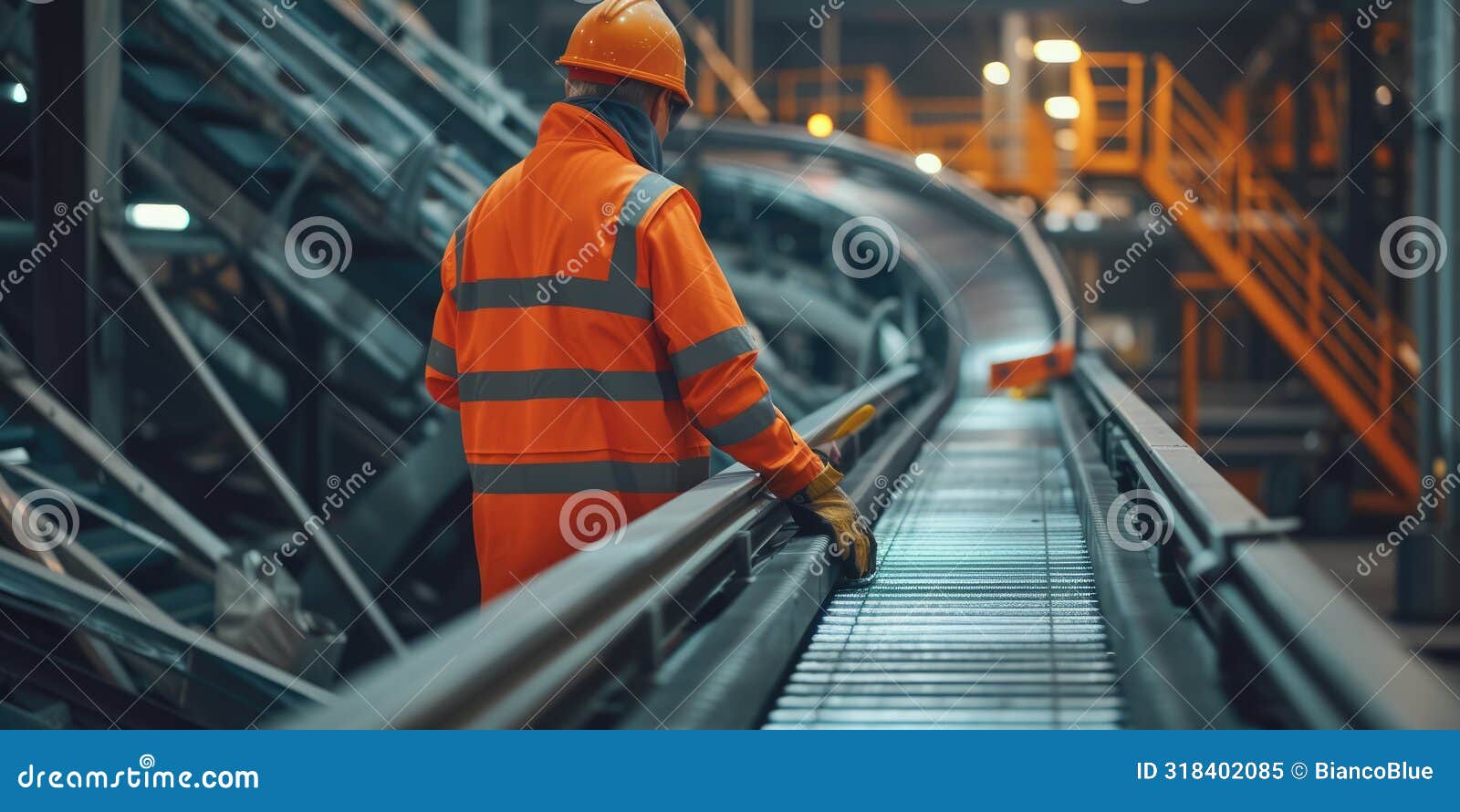 Warehouse Worker Loading Package while Placed on the Rail at Storage ...