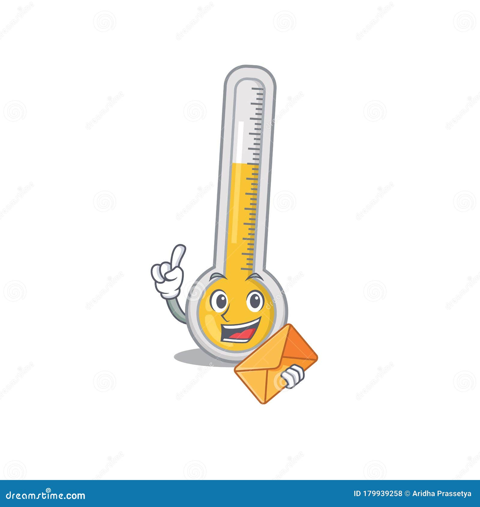 Happy Warm Thermometer Mascot Design Concept With Brown Envelope Vector ...