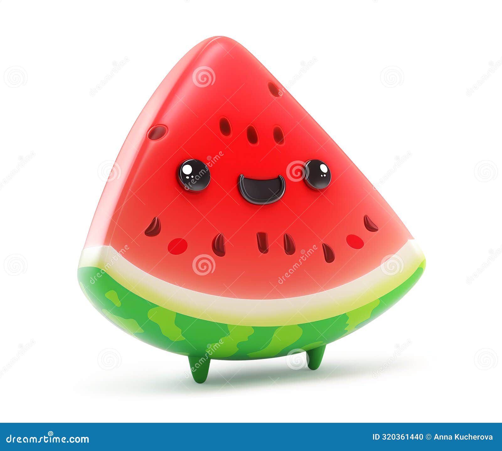 Happy Watermelon Slice Character with Expressive Eyes on White Stock ...