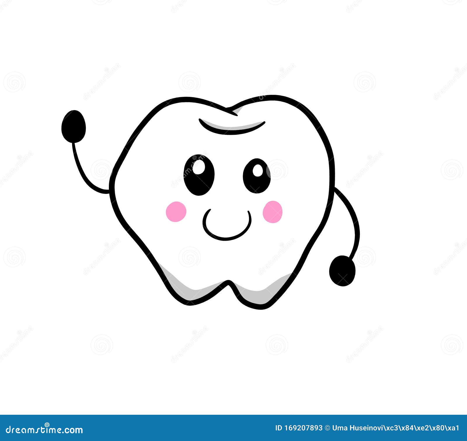 A Happy Waving Cartoon Tooth Stock Illustration - Illustration of ...