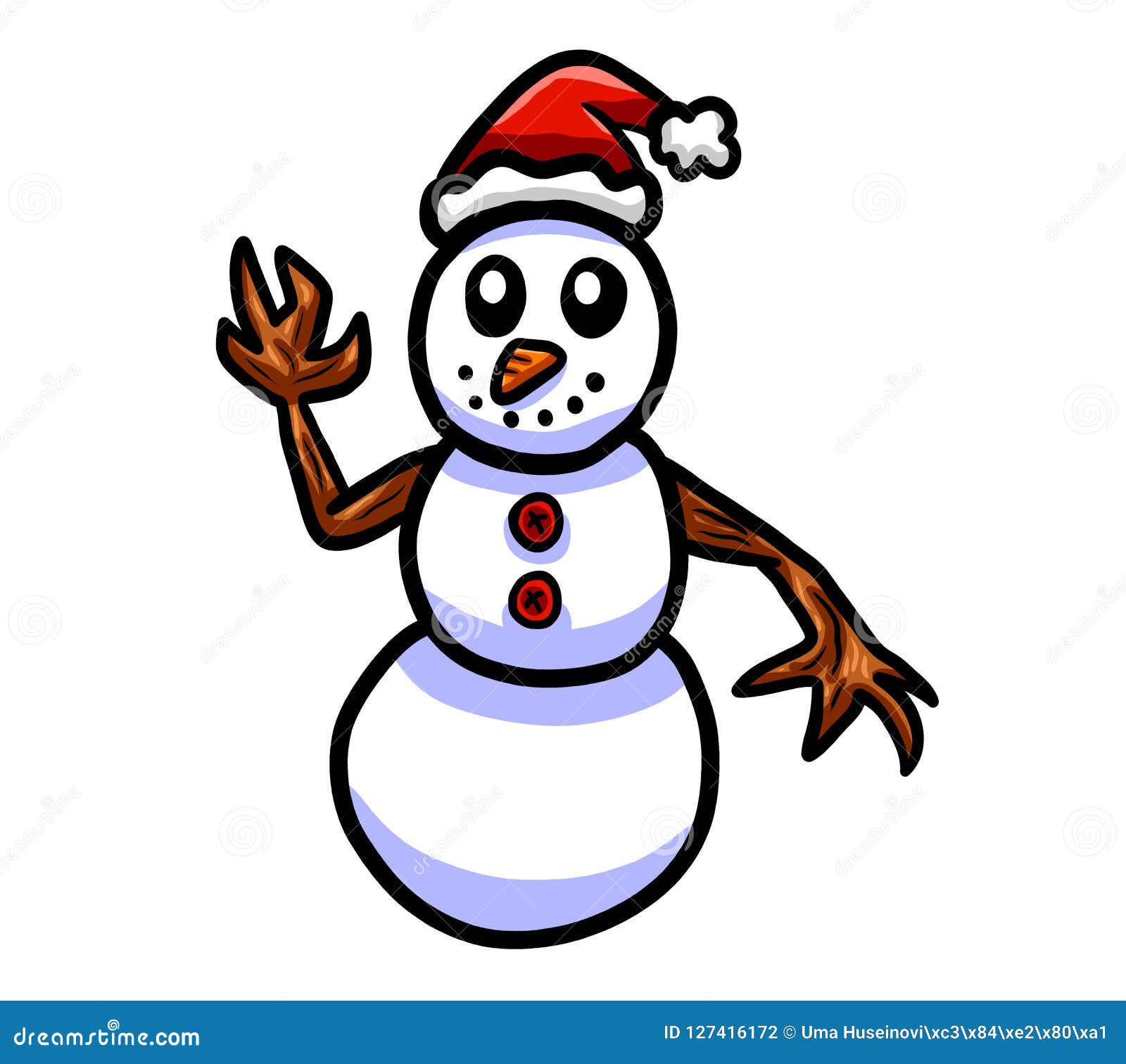 Happy Waving Snowman stock illustration. Illustration of blue - 127416172
