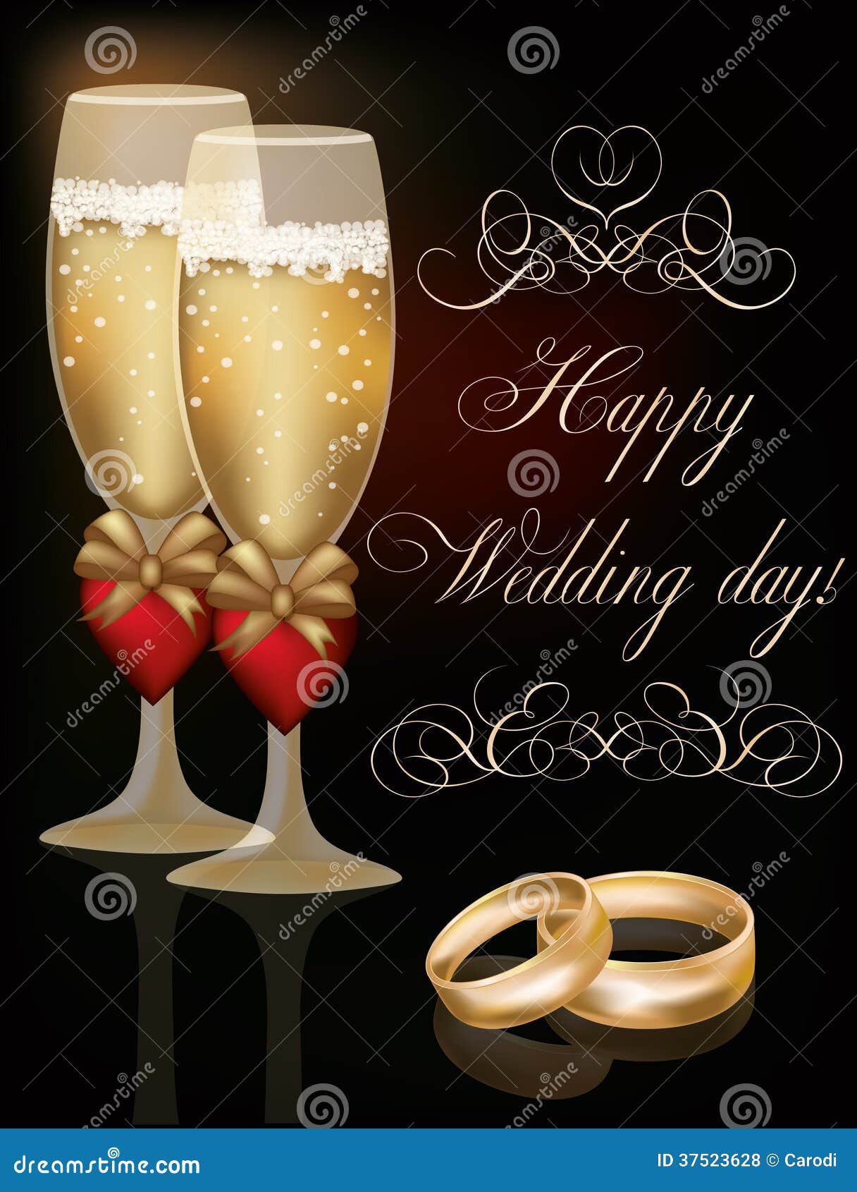 Happy Wedding Day Greeting Card Stock Vector - Illustration of marriage ...