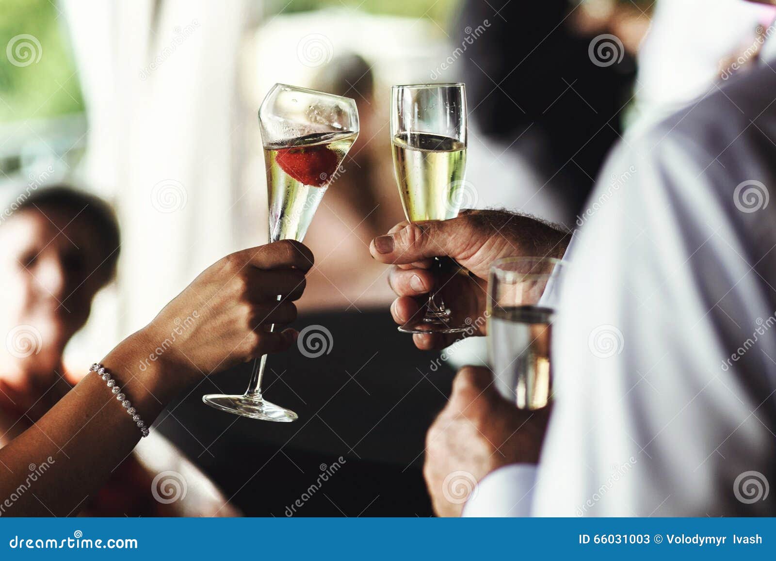 Happy Wedding Guests Drinking Champagne Stock Image - Image of bride ...