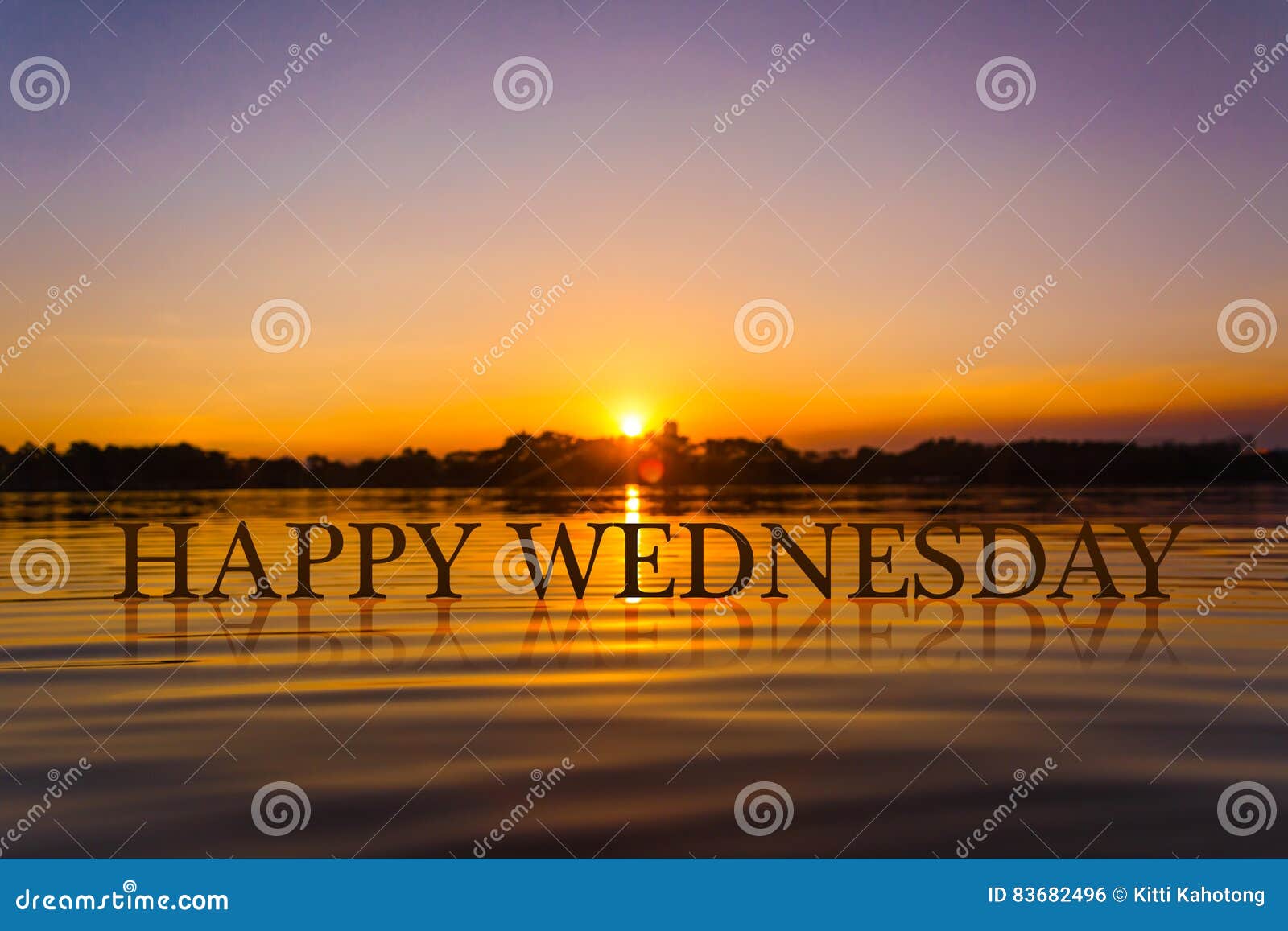 `HAPPY WEDNESDAY` with Sunset Water , Twilight Time Stock Photo - Image ...