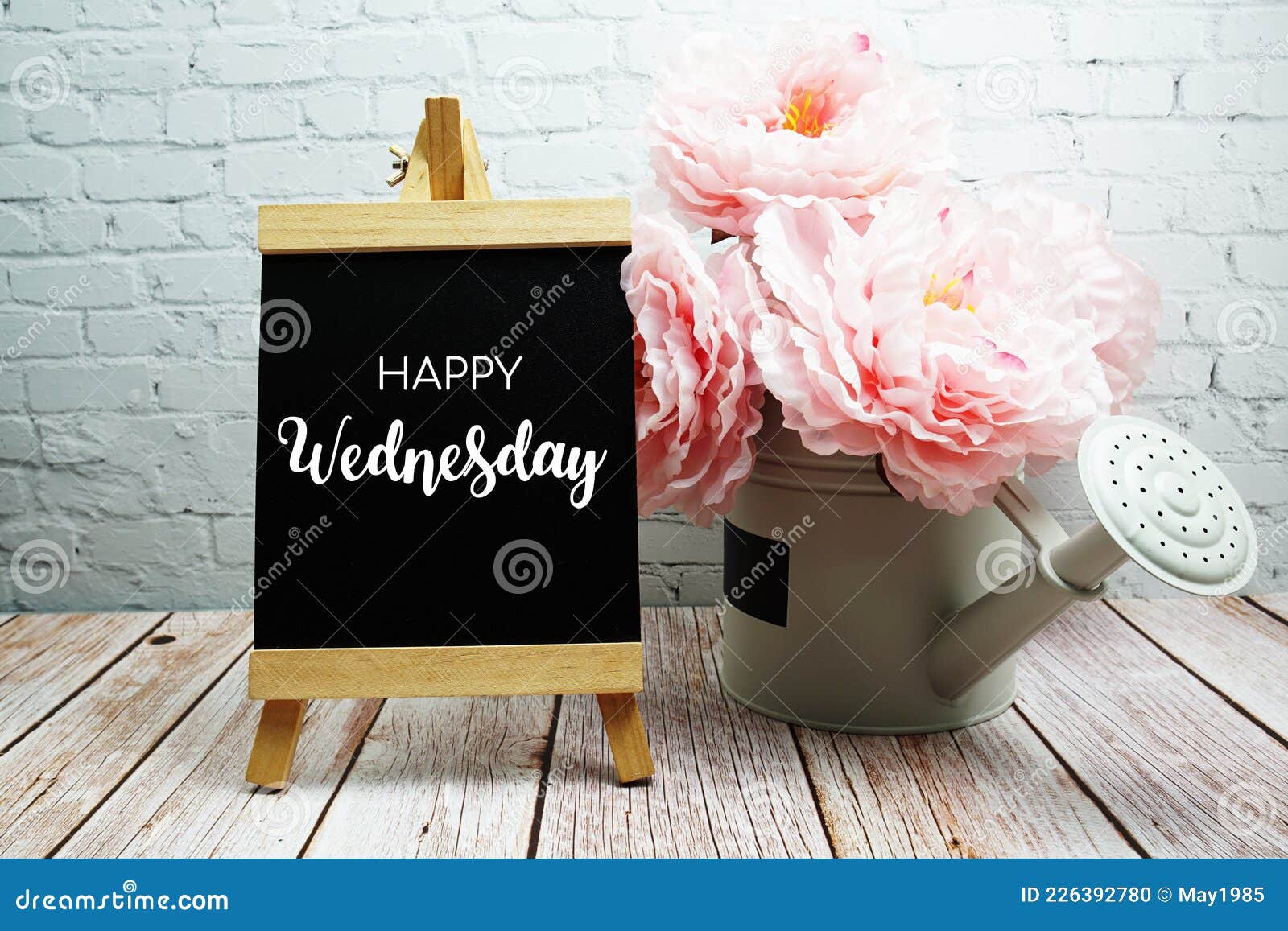 Happy Wednesday Typography Text on Easel Wooden Board Stock Photo ...