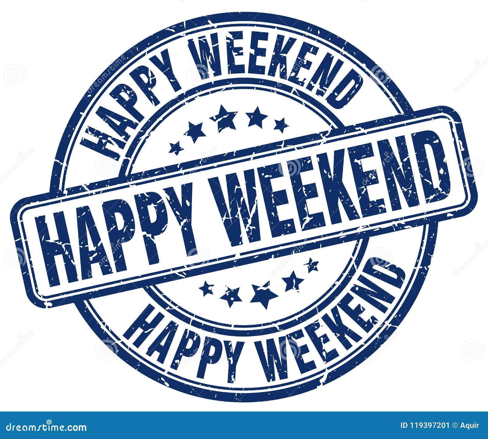 Happy weekend blue stamp stock vector. Illustration of round - 119397201
