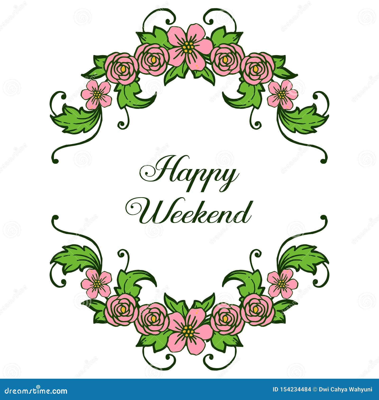 Happy Weekend and Design Leaf Flower Plants Frame. Vector Stock Vector ...