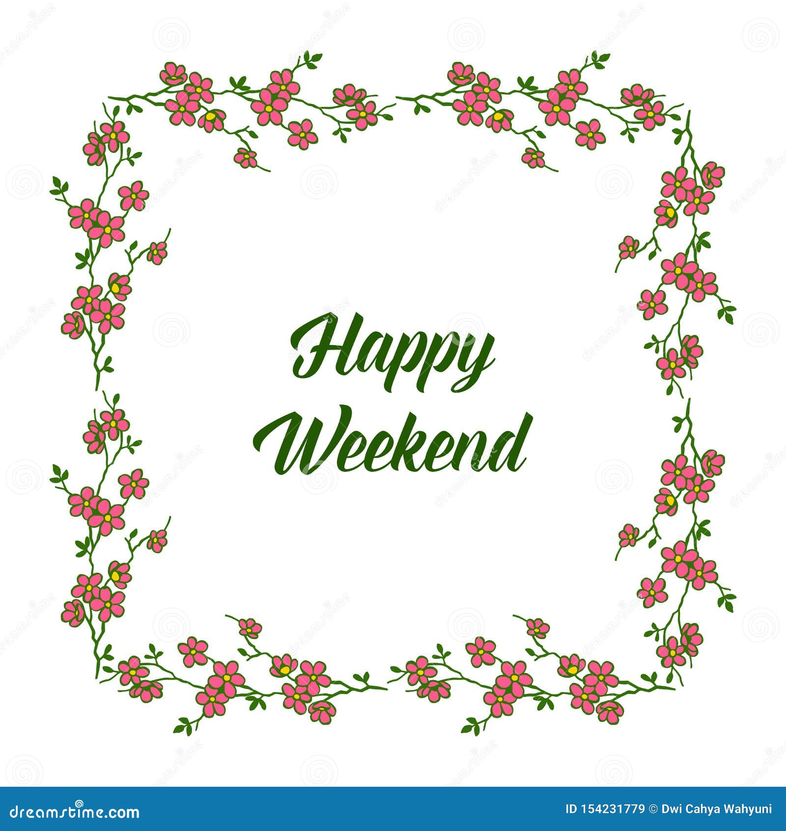 Happy Weekend with Elegant Floral Frame. Vector Stock Vector ...