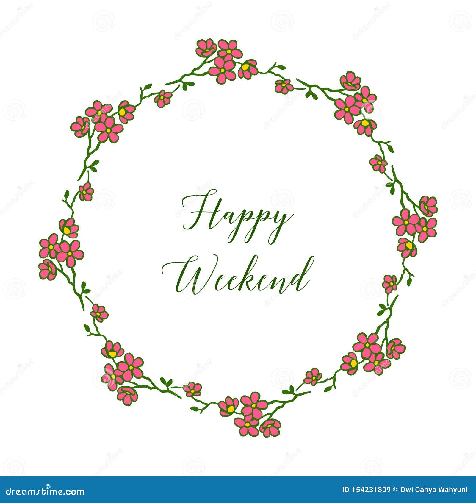 Happy Weekend with Elegant Floral Frame. Vector Stock Vector ...