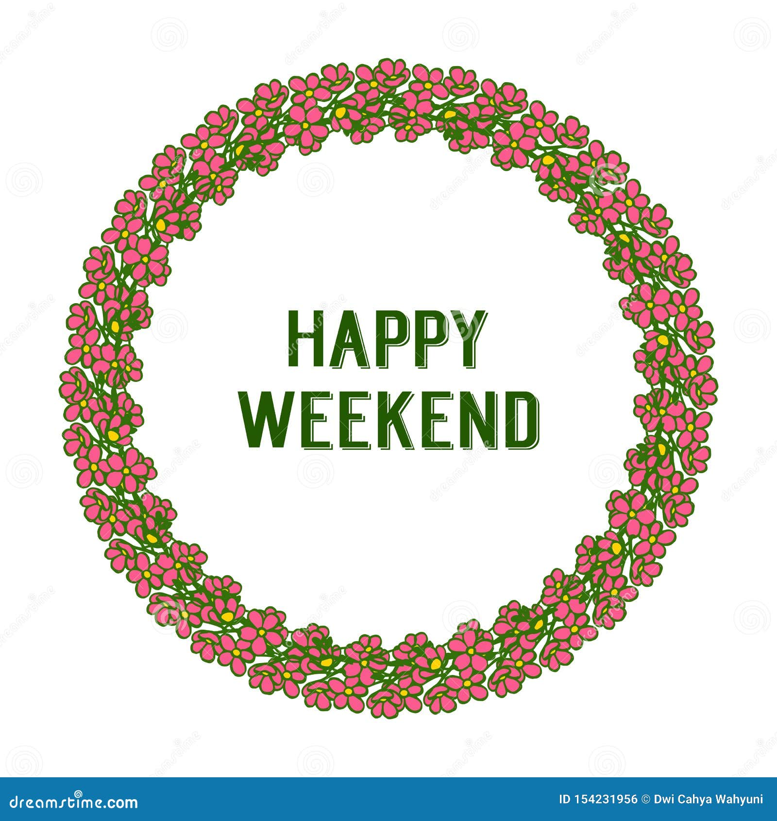 Happy Weekend with Elegant Floral Frame. Vector Stock Vector ...