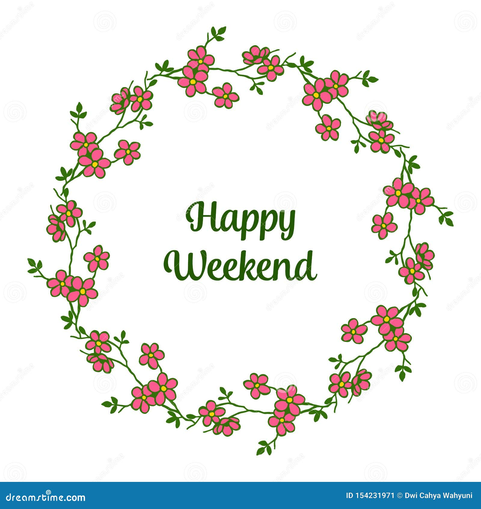 Happy Weekend with Elegant Floral Frame. Vector Stock Vector ...