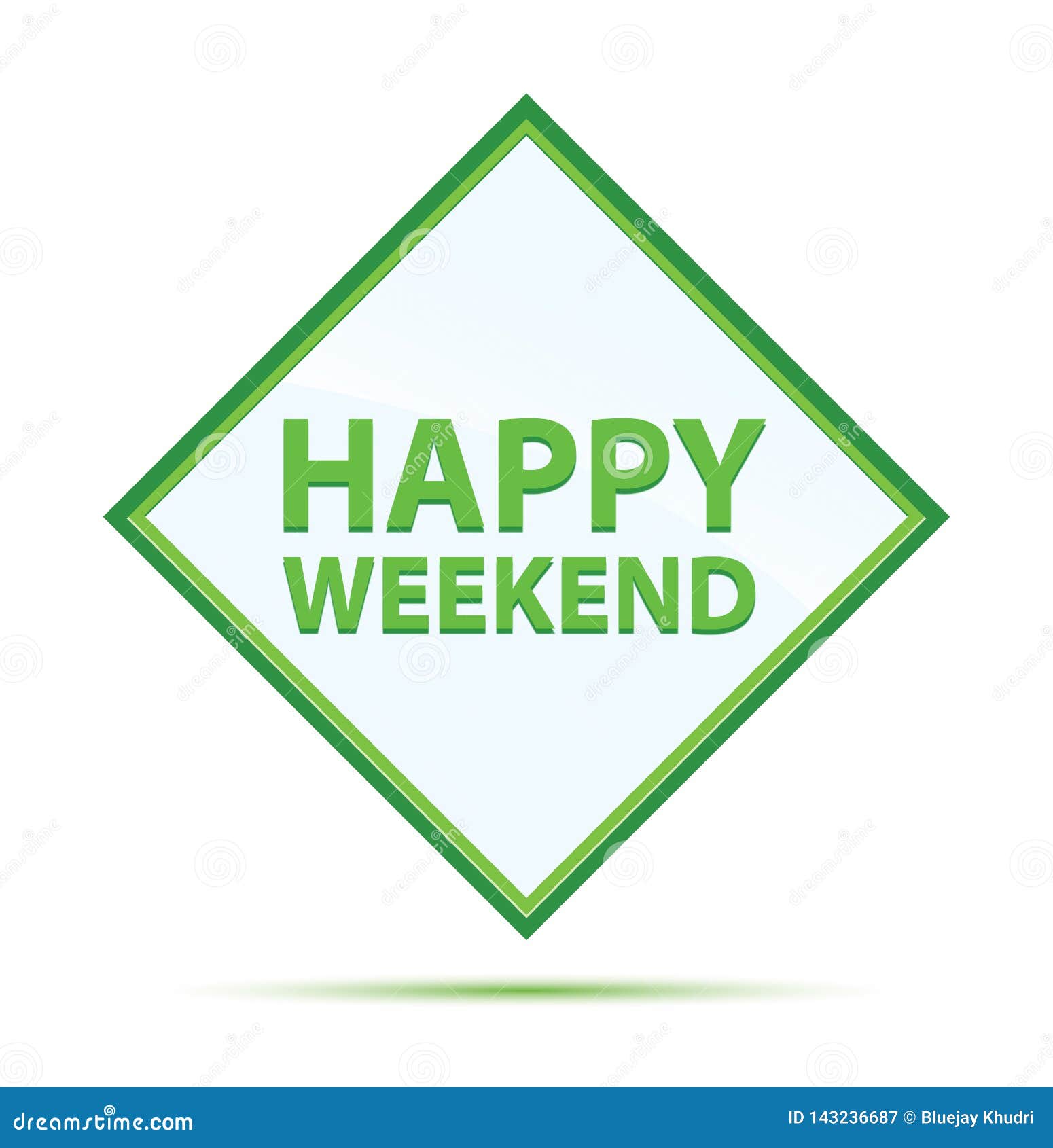 Happy Weekend Modern Abstract Green Diamond Button Stock Illustration ...