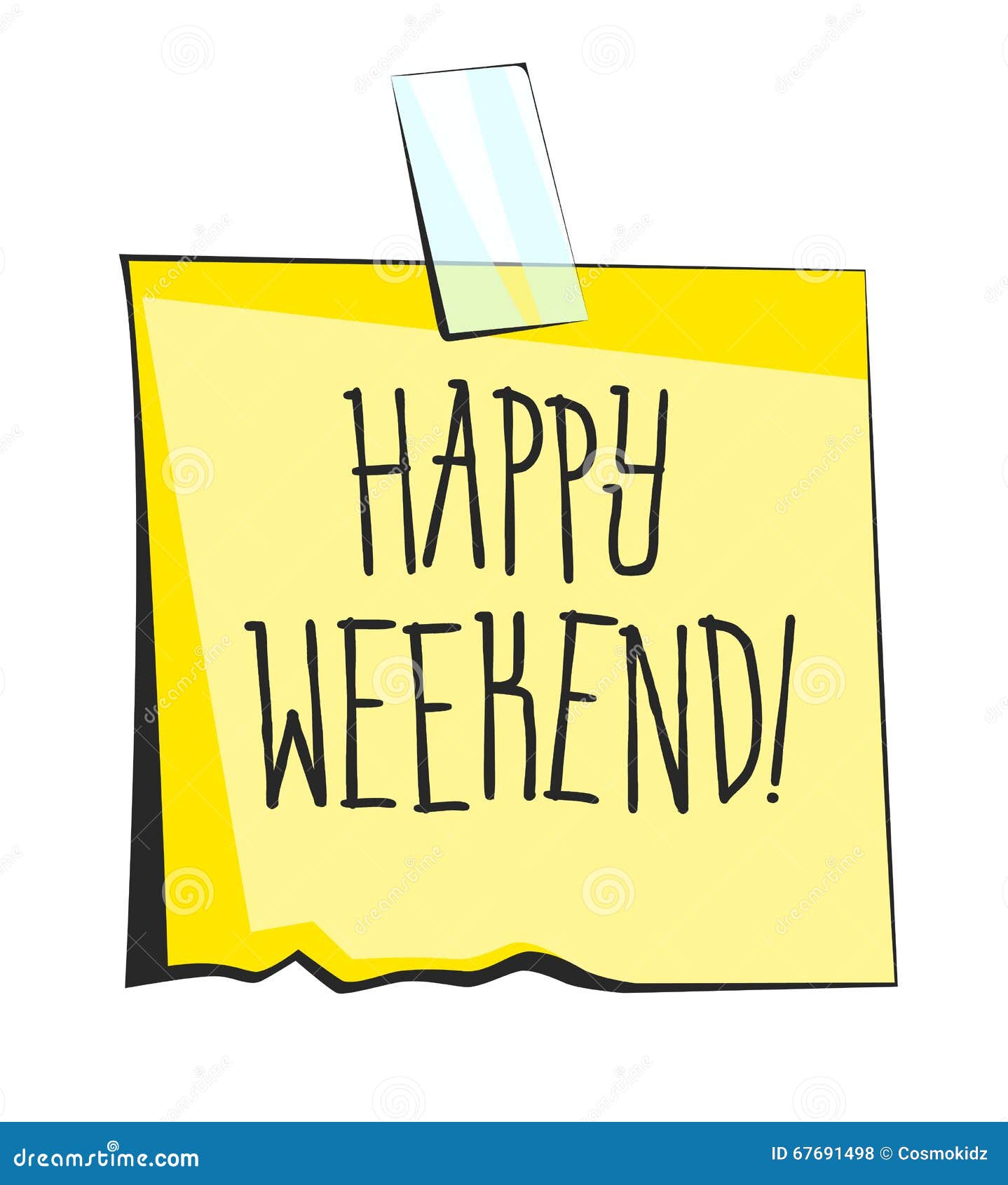 Happy Weekend Paper Sticky Note. Retro Reminder Sticker Stock ...
