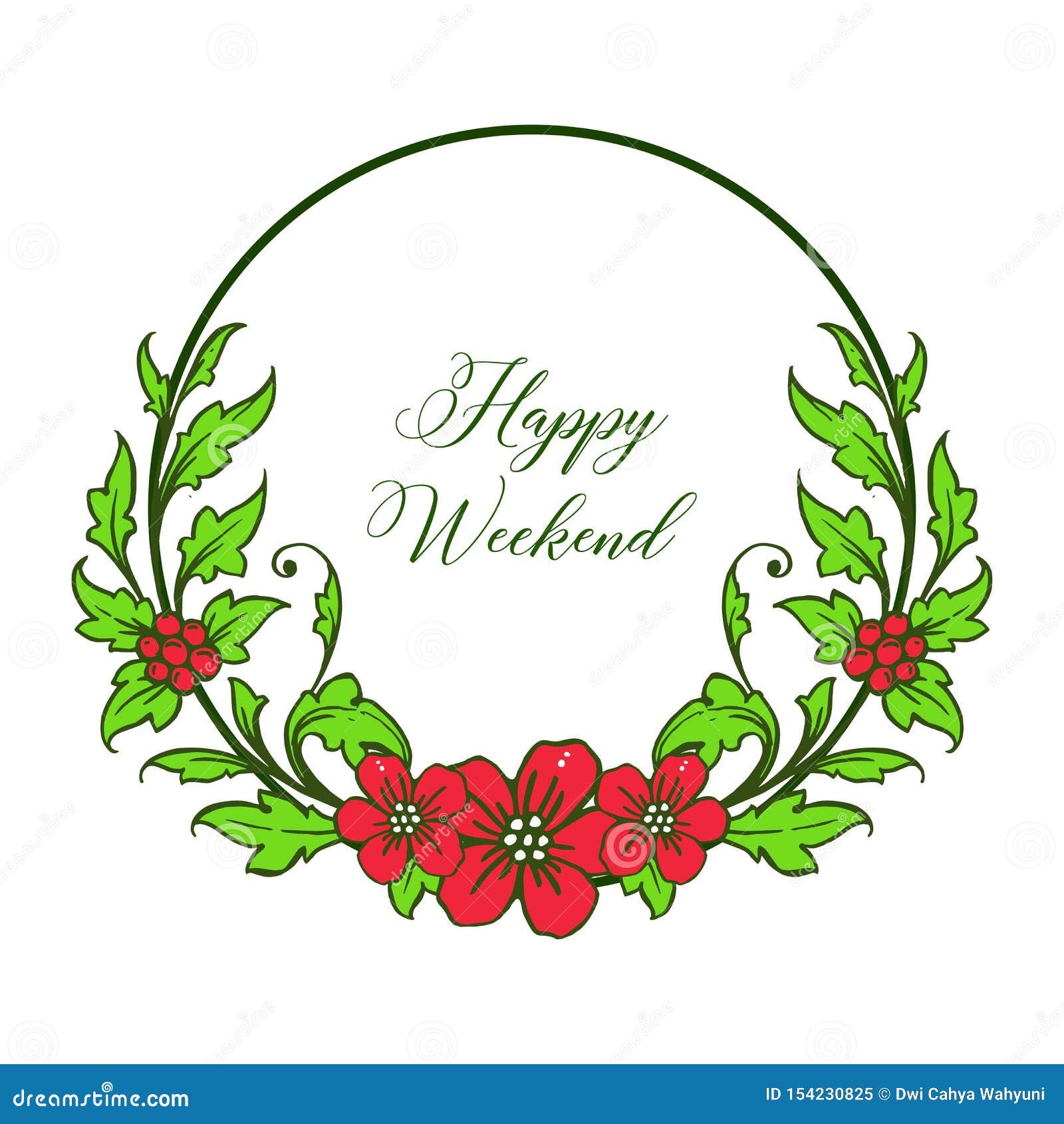 Happy Weekend, Pattern of Leaf Flower Frame, Isolated on White ...