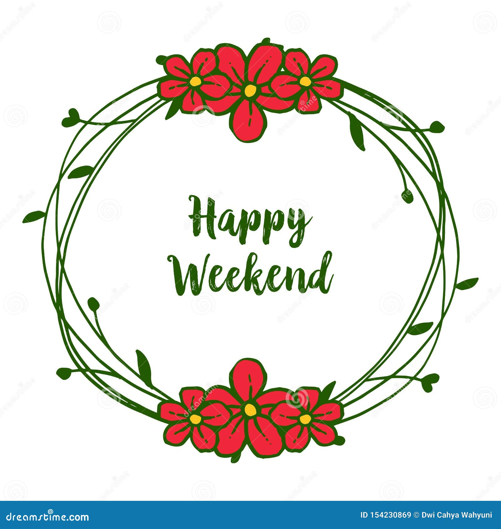 Happy Weekend, Pattern of Leaf Flower Frame, Isolated on White ...