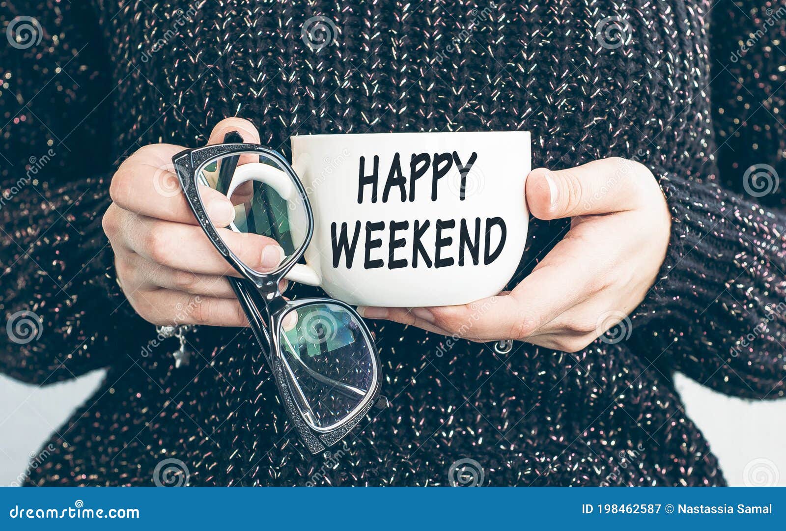 Happy Weekend Text on Cap of Coffee Stock Image - Image of morning ...
