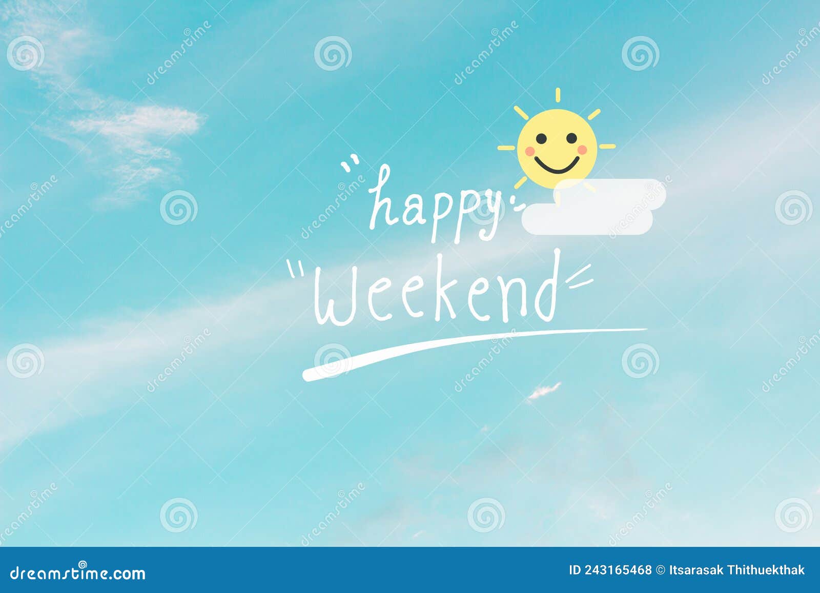 Happy weekend word on sky stock photo. Image of relax - 243165468