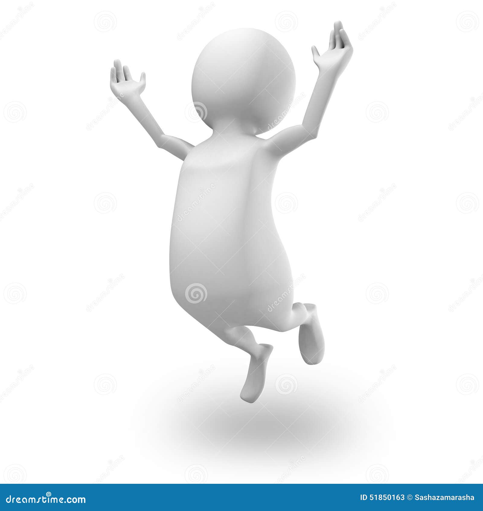 Happy White 3d Man Jumping Up. Succecss Concept Stock Illustration ...