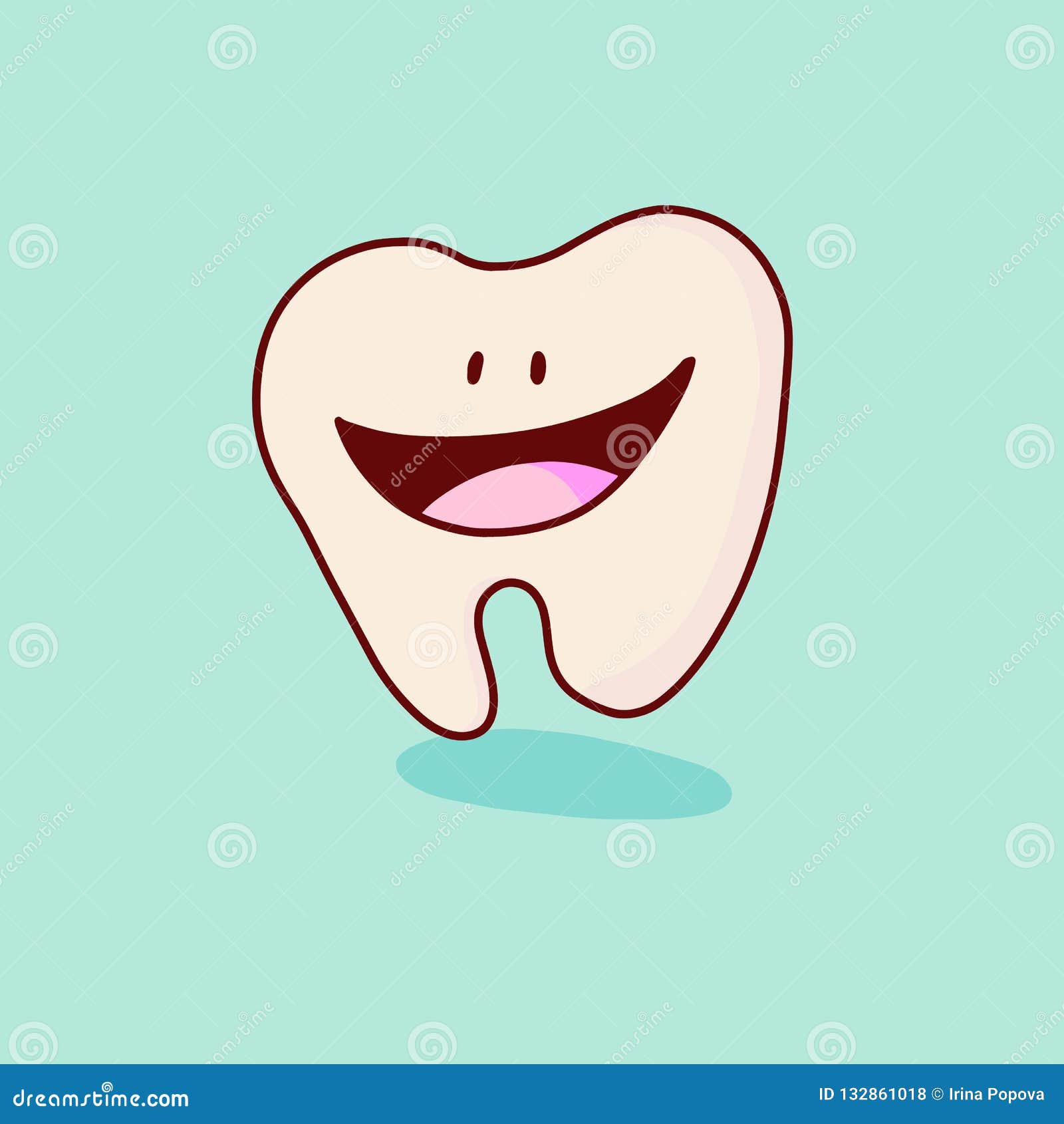 Happy White Tooth Laughing. Cute Cartoon Tooth Character with Face ...