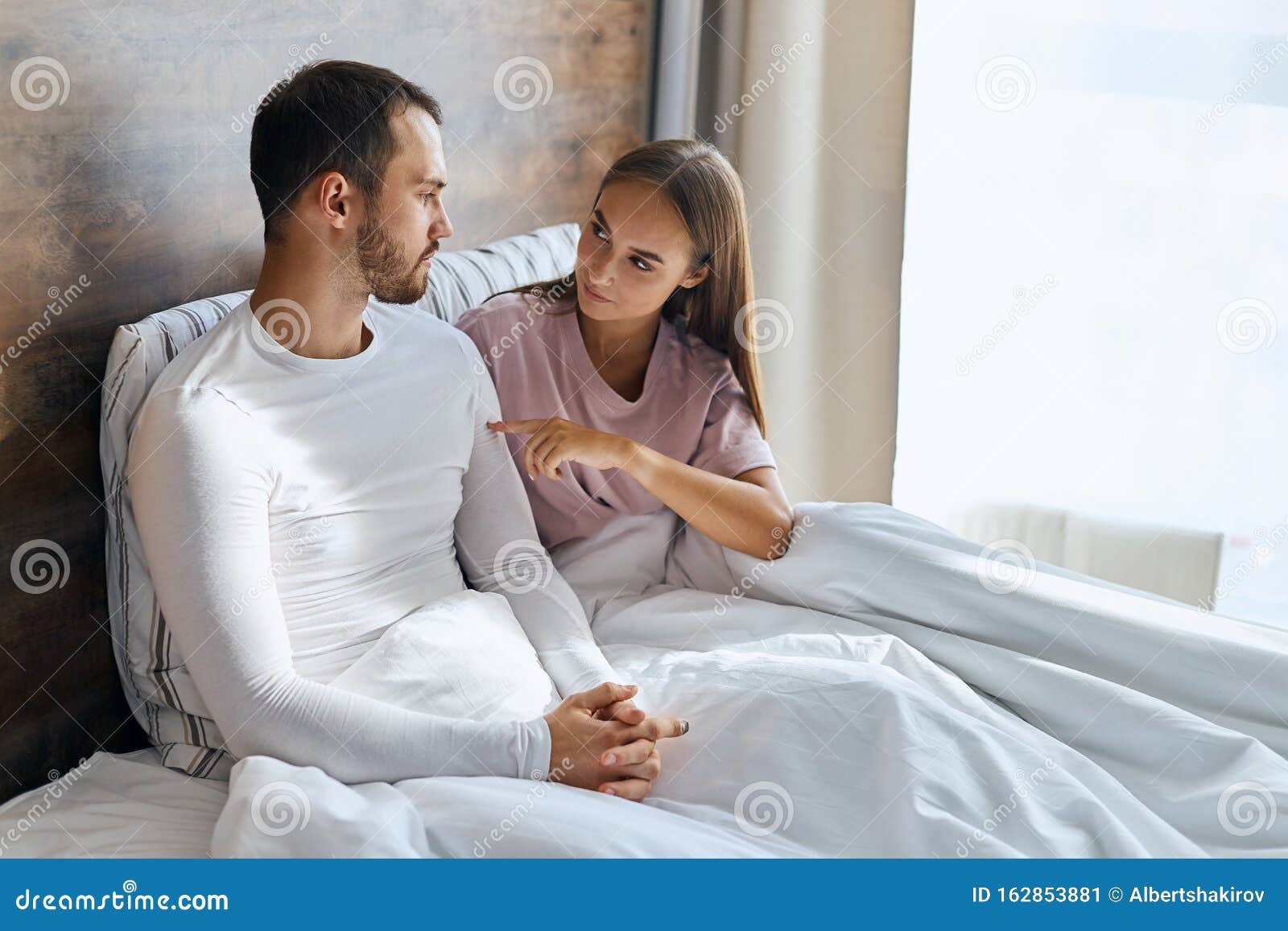 Happy Wife And Husband Resting In Bedroom Stock Image Image Of Love Lifestyle 162853881