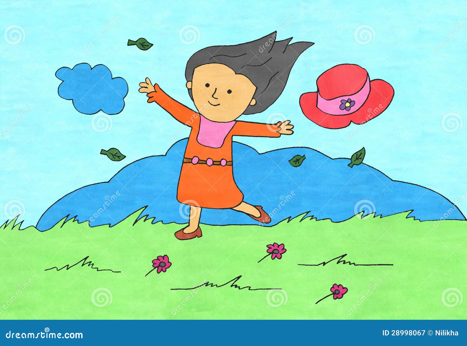Happy and windy stock illustration. Illustration of spring - 28998067