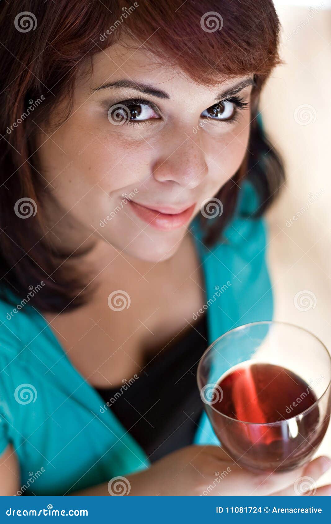 Happy Wine Taster stock photo. Image of brunette, drink - 11081724