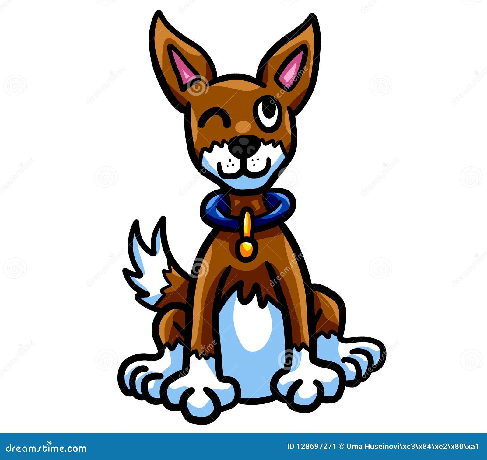 Happy Winking Dog stock illustration. Illustration of happiness - 128697271