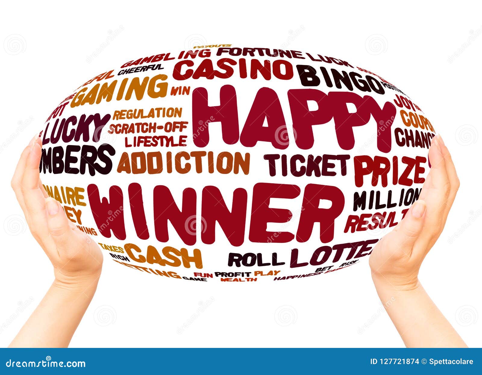 Happy Winner Word Cloud Hand Sphere Concept Stock Illustration ...