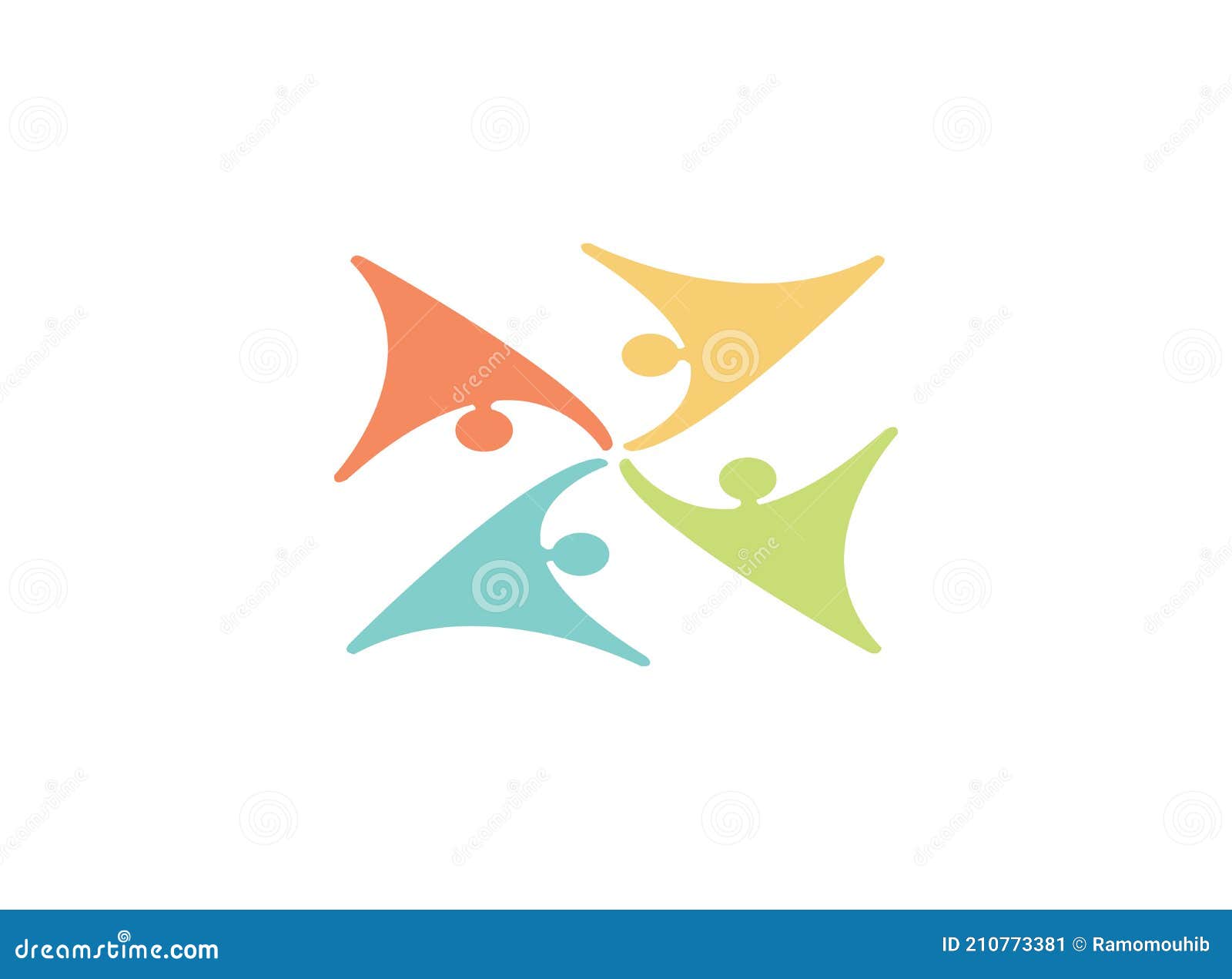 Happy Winners People Together. Teamwork Logo, Vector Illustration Stock ...