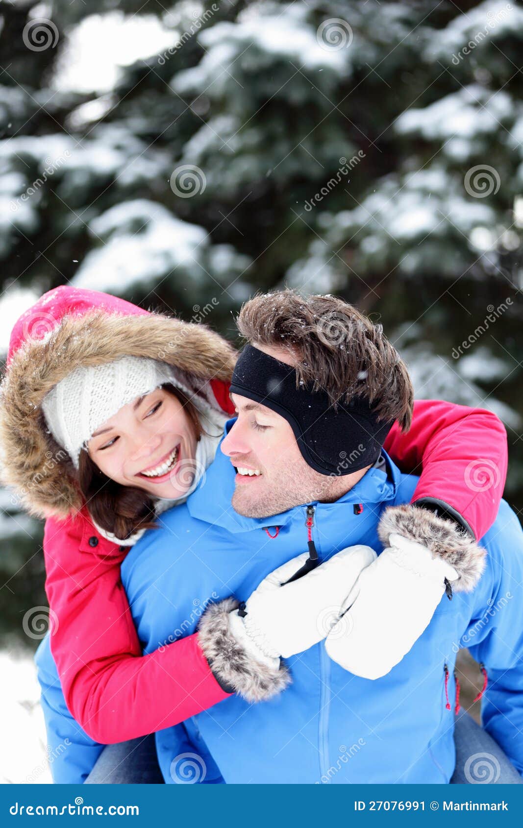 Happy winter couple fun stock image. Image of outdoor - 27076991