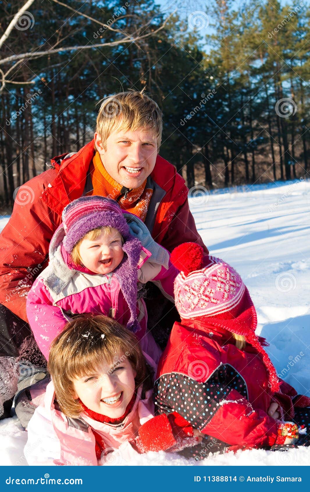 Happy winter family stock photo. Image of children, innocence - 11388814