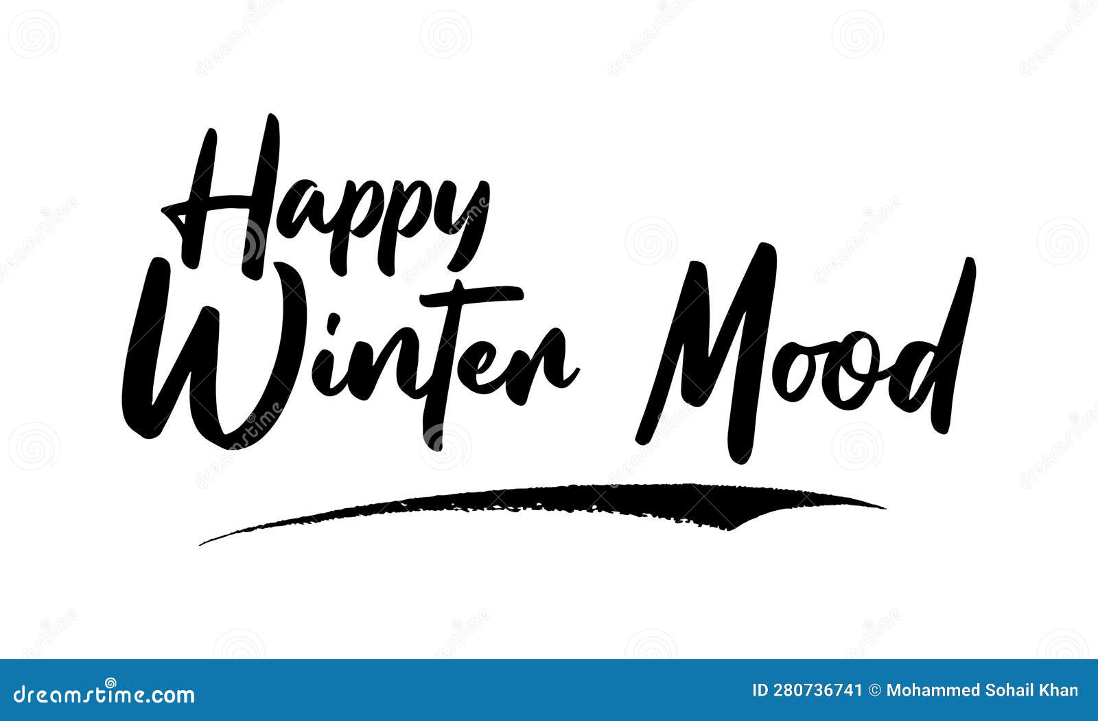 Happy Winter Mood Bold Text Typography Lettering Vector Design Quote ...