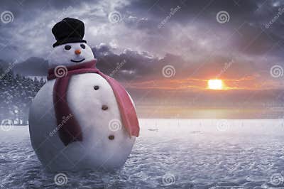Happy winter snowman stock image. Image of freeze, landscape - 24344815