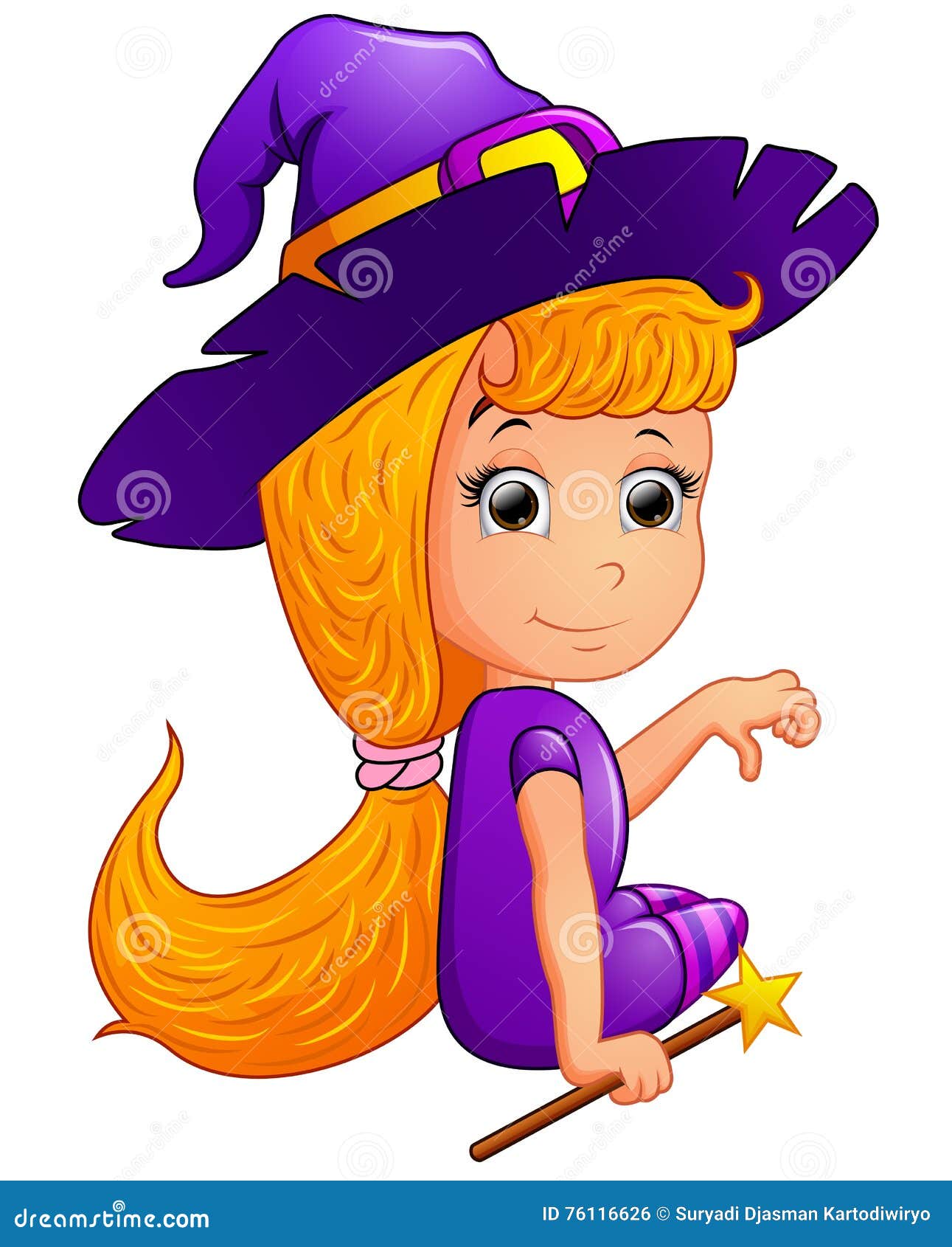 Happy Witch Cartoon Sitting Stock Vector - Illustration of costume ...