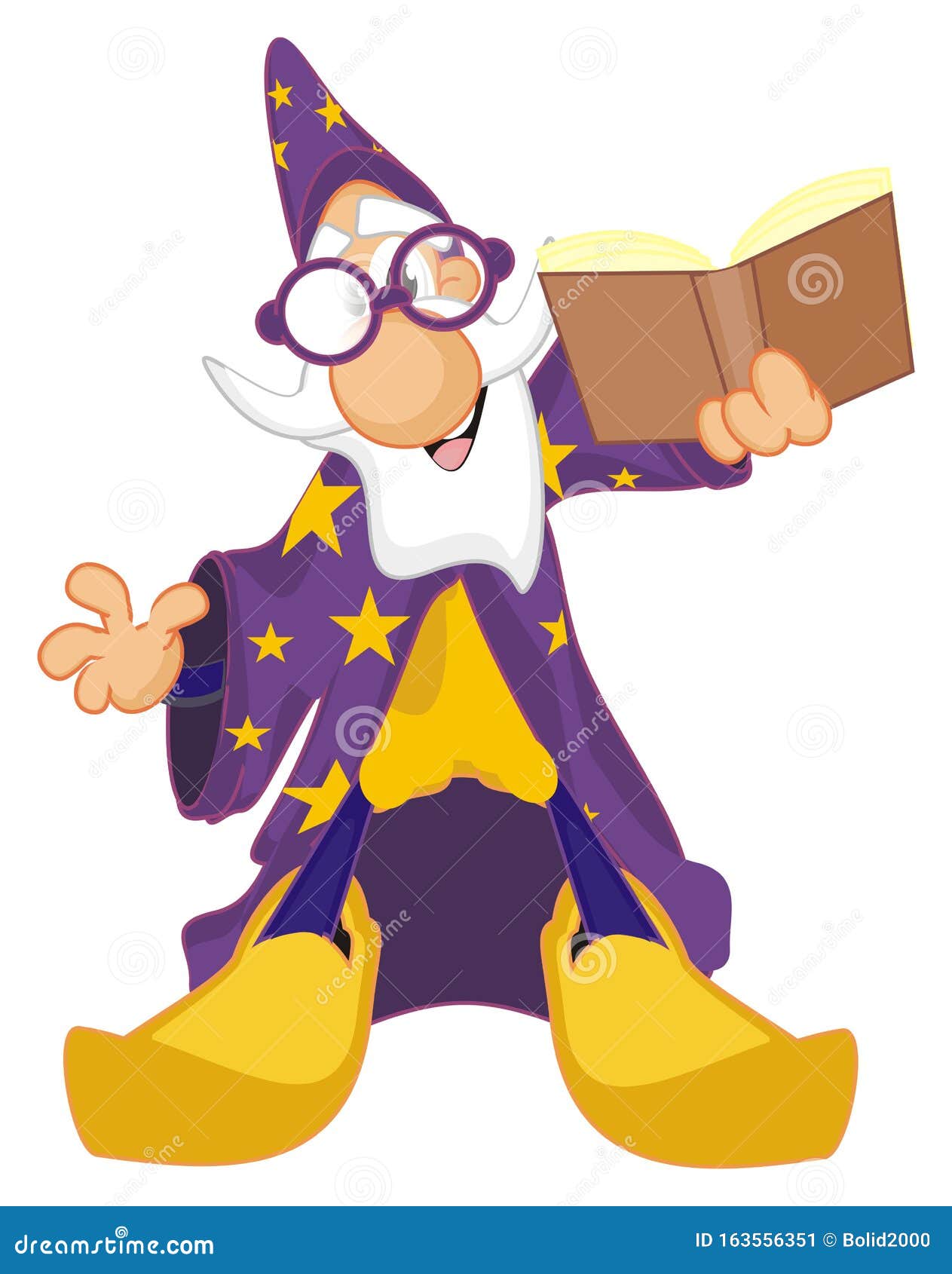 Wizard with a books stock illustration. Illustration of good - 163556351