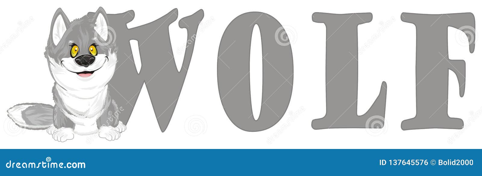 Wolf and word stock illustration. Illustration of animal - 137645576